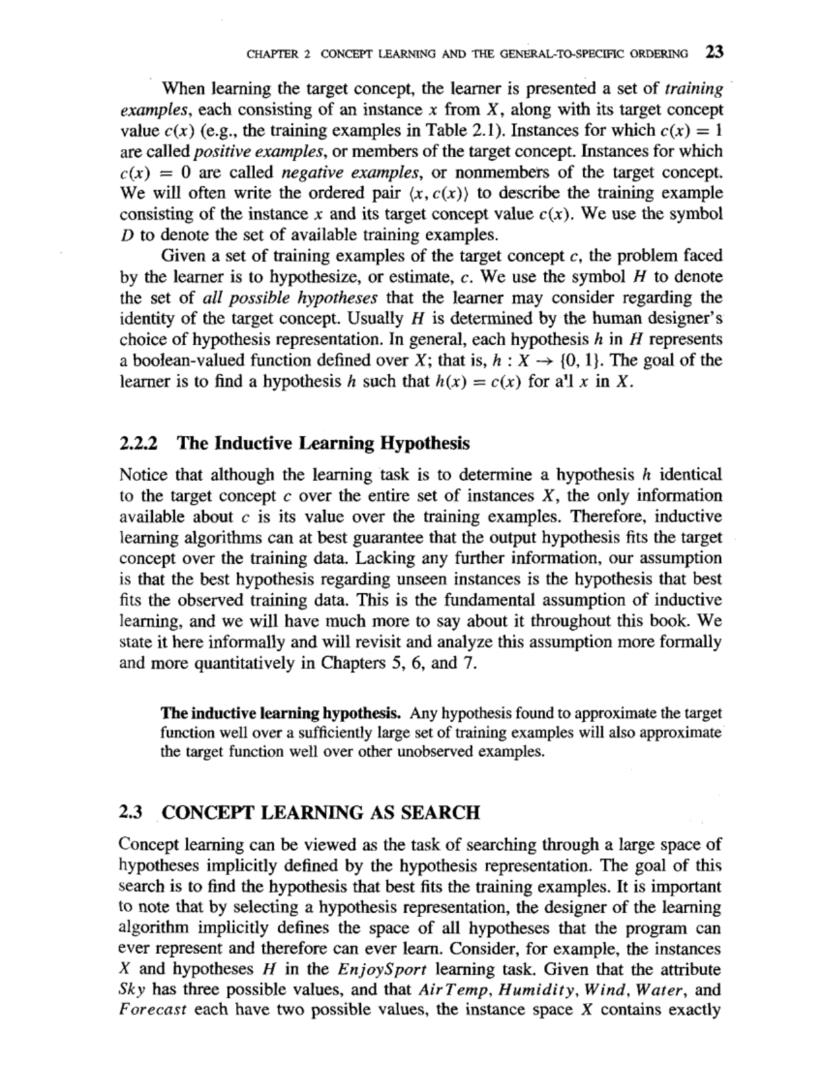Machine Learning (CS101) Lecture Notes: Inductive Learning Hypothesis ...