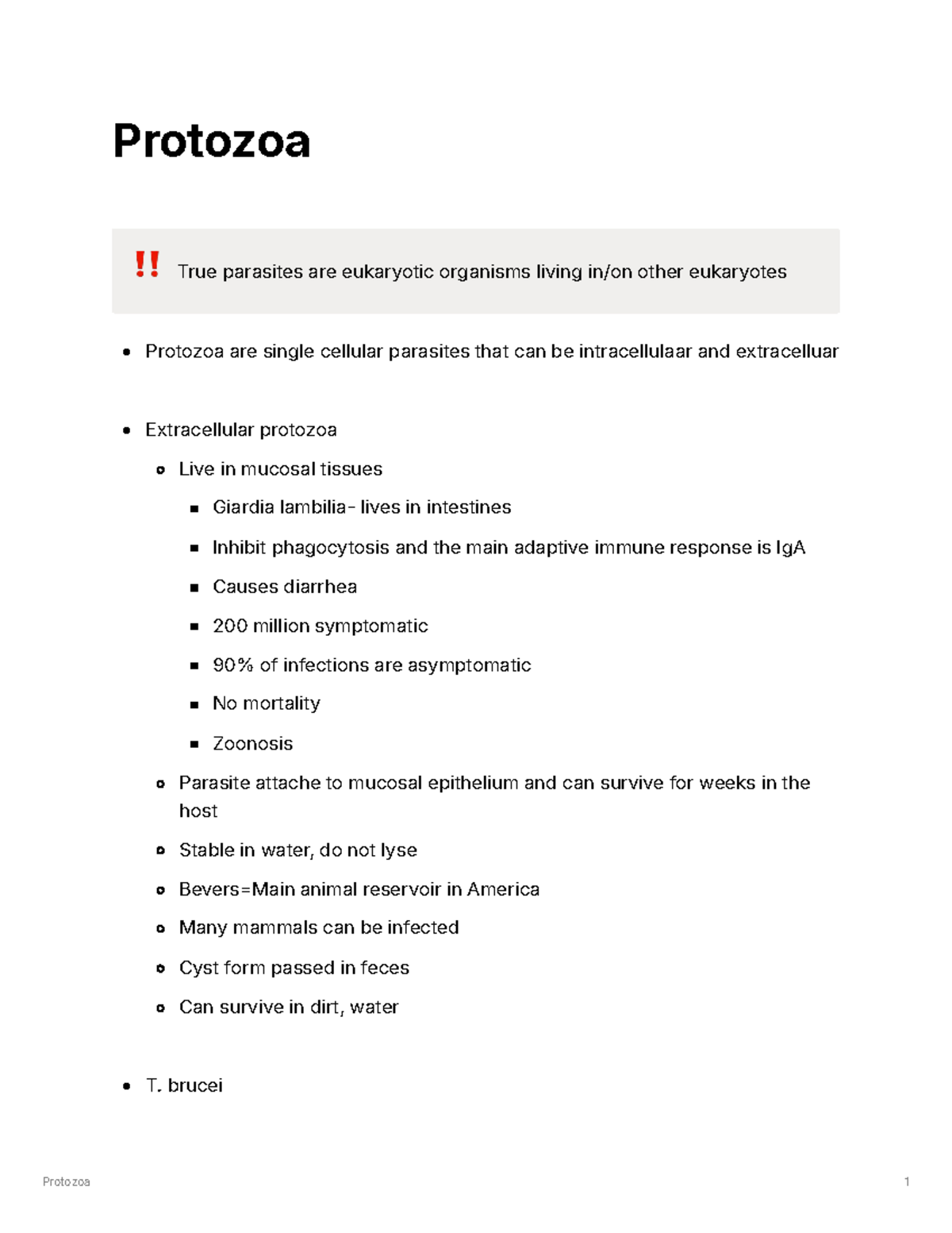 Protozoa: An Overview of Eukaryotic Parasites & Immune Responses - Studocu