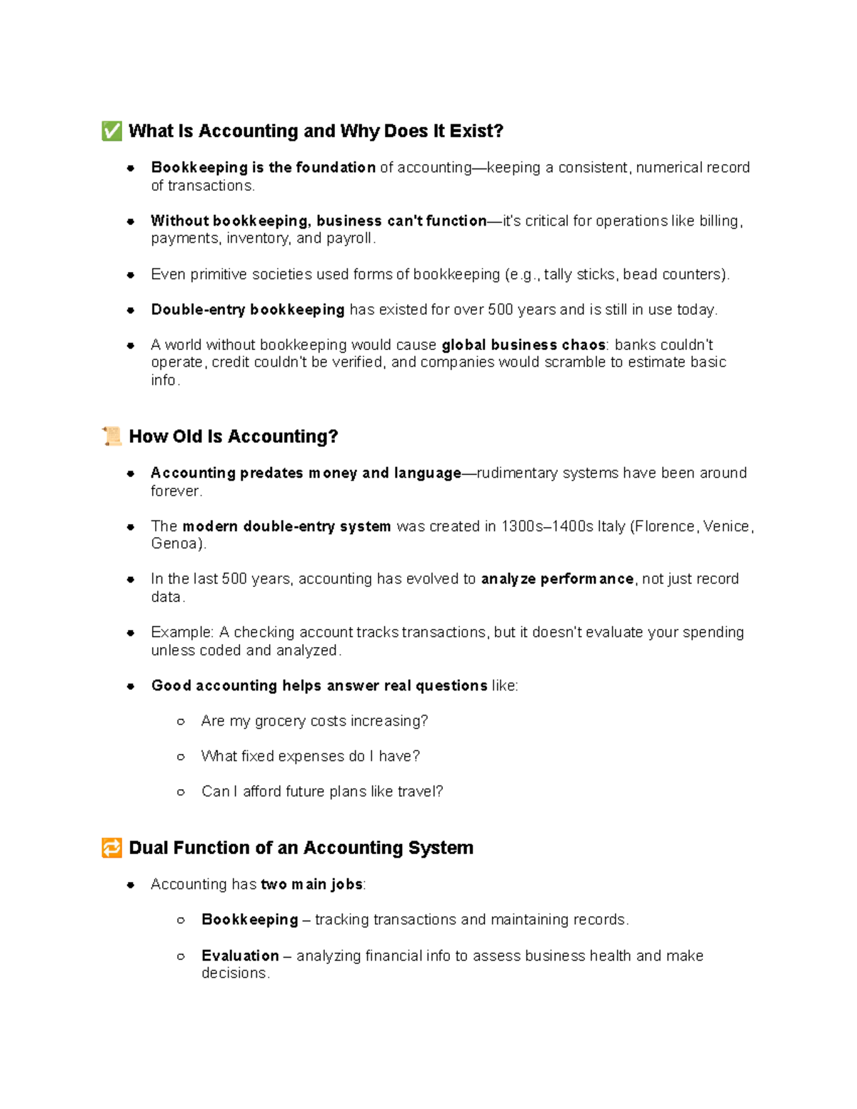 Accounting - Chapter 1: Understanding the Basics and Importance - Studocu