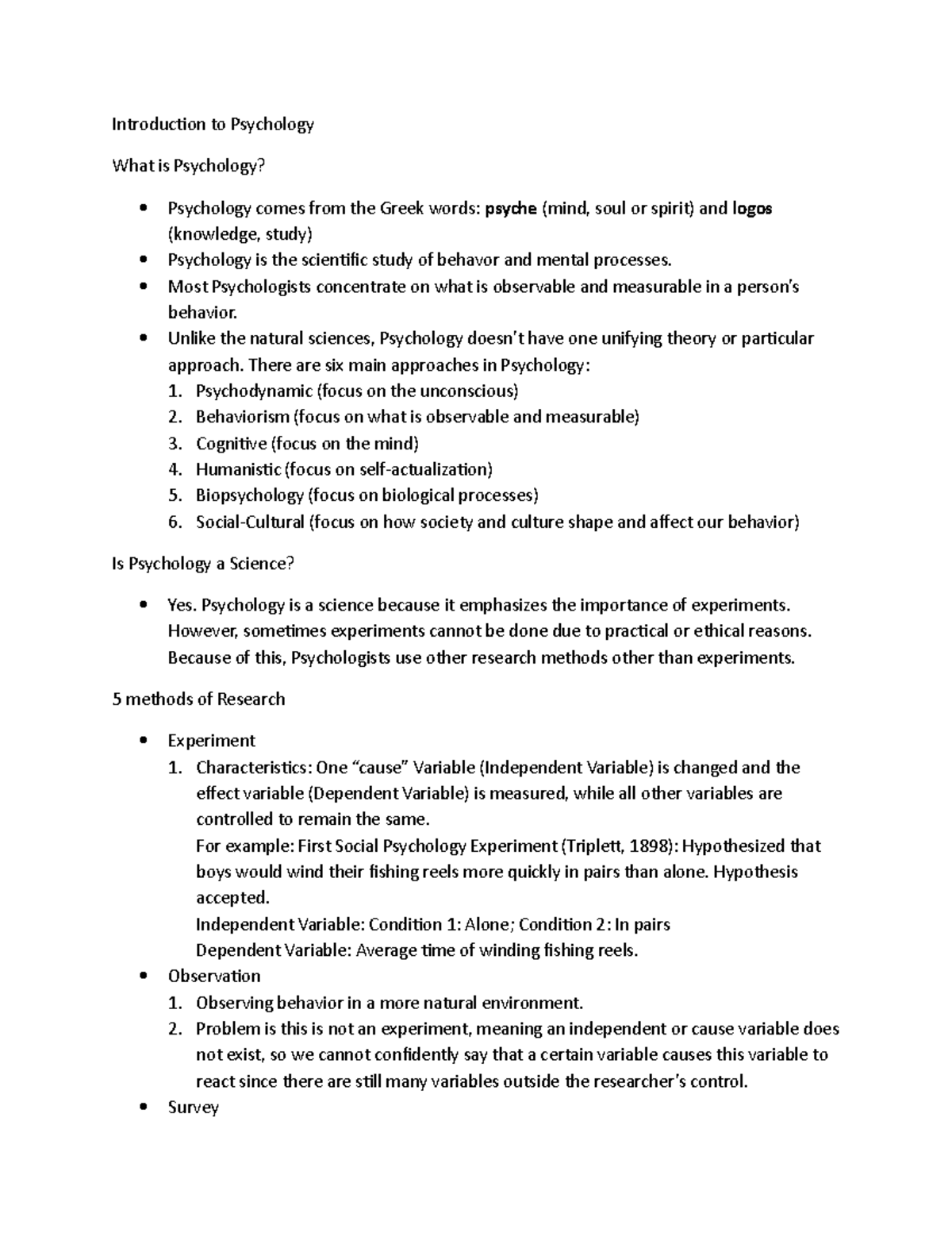 Psych 101: Introduction to Psychology and Key Research Methods - Studocu