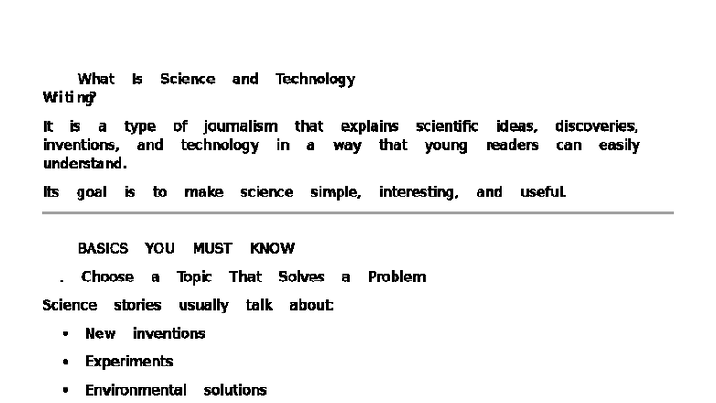 Science and Technology Writing Essentials 2026 - Studocu