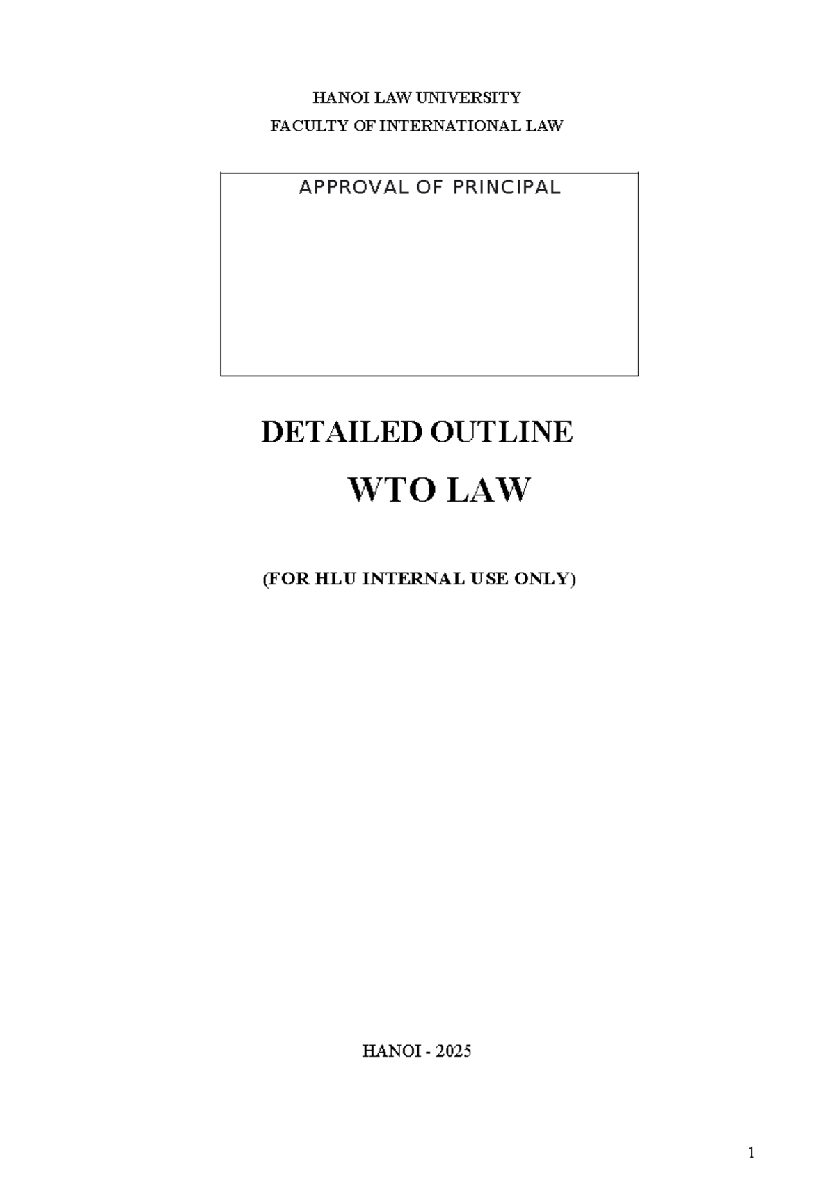 WTO Law Course Outline - Luat CLC 2TC (Hanoi Law University) - Studocu
