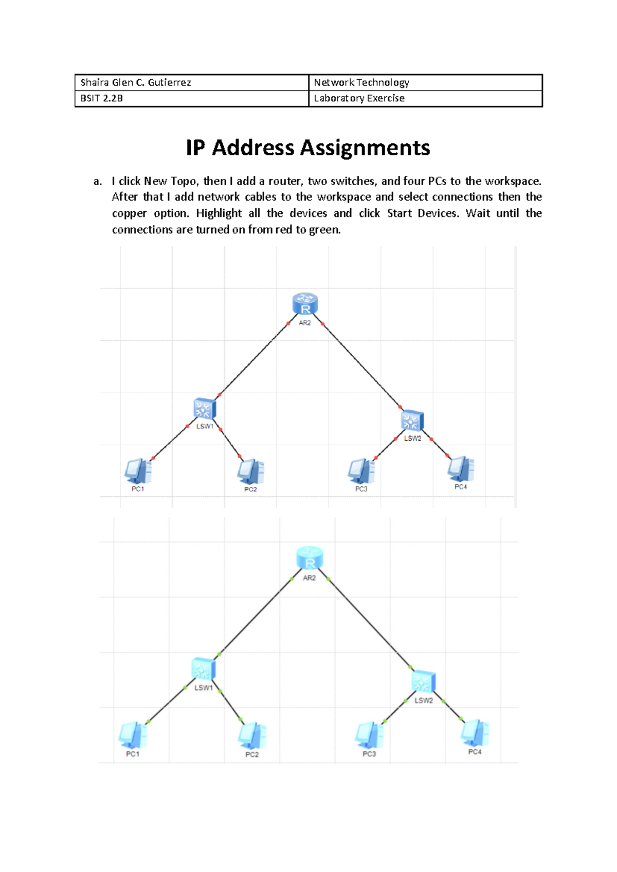 BSIT 2.2B Lab Exercise 4: Configuring IP Addresses and Devices - Studocu