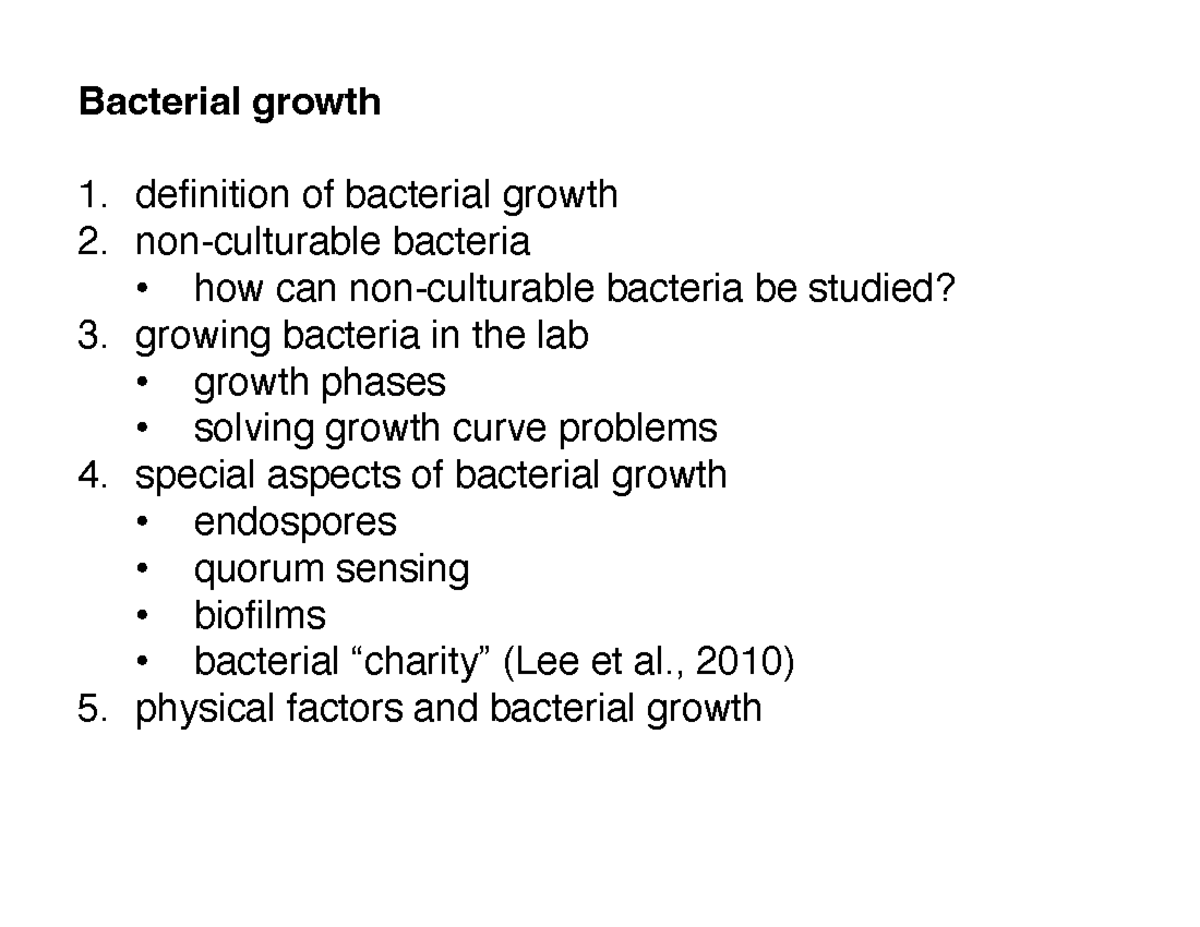 Bacterial Growth Phases and Quorum Sensing Insights (BIO101) - Studocu