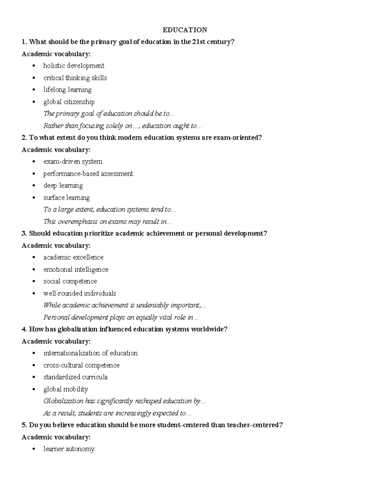 EDUCATION 1: Goals, Challenges, and Innovations in 21st Century ...