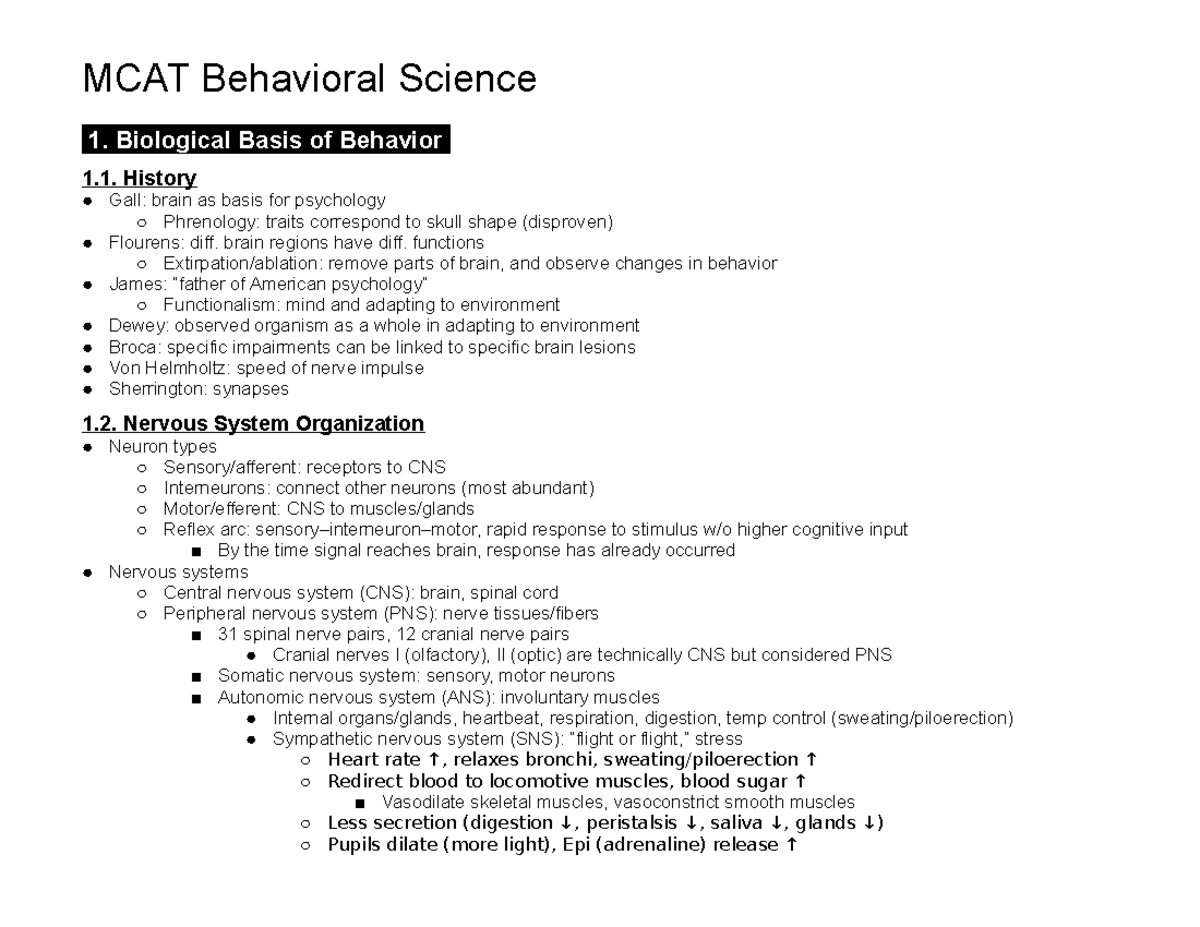 MCAT Behavioral Sciences Notes & Summary - Kaplan Study Guide - Studocu