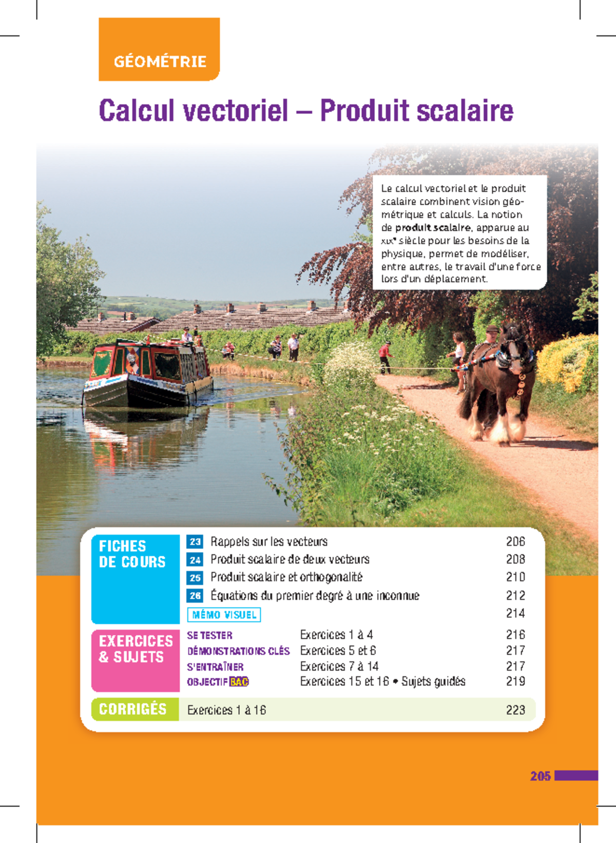 Calcul vectoriel - Produit scalaire: Fiches et Exercices 205-219 - Studocu
