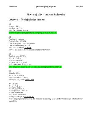 FP9 maj 2018 matematik - FP9 – maj 2018 Opgave 1 – 9 planlægger en tur 1. Pr. elev 150 kr. 24 ...