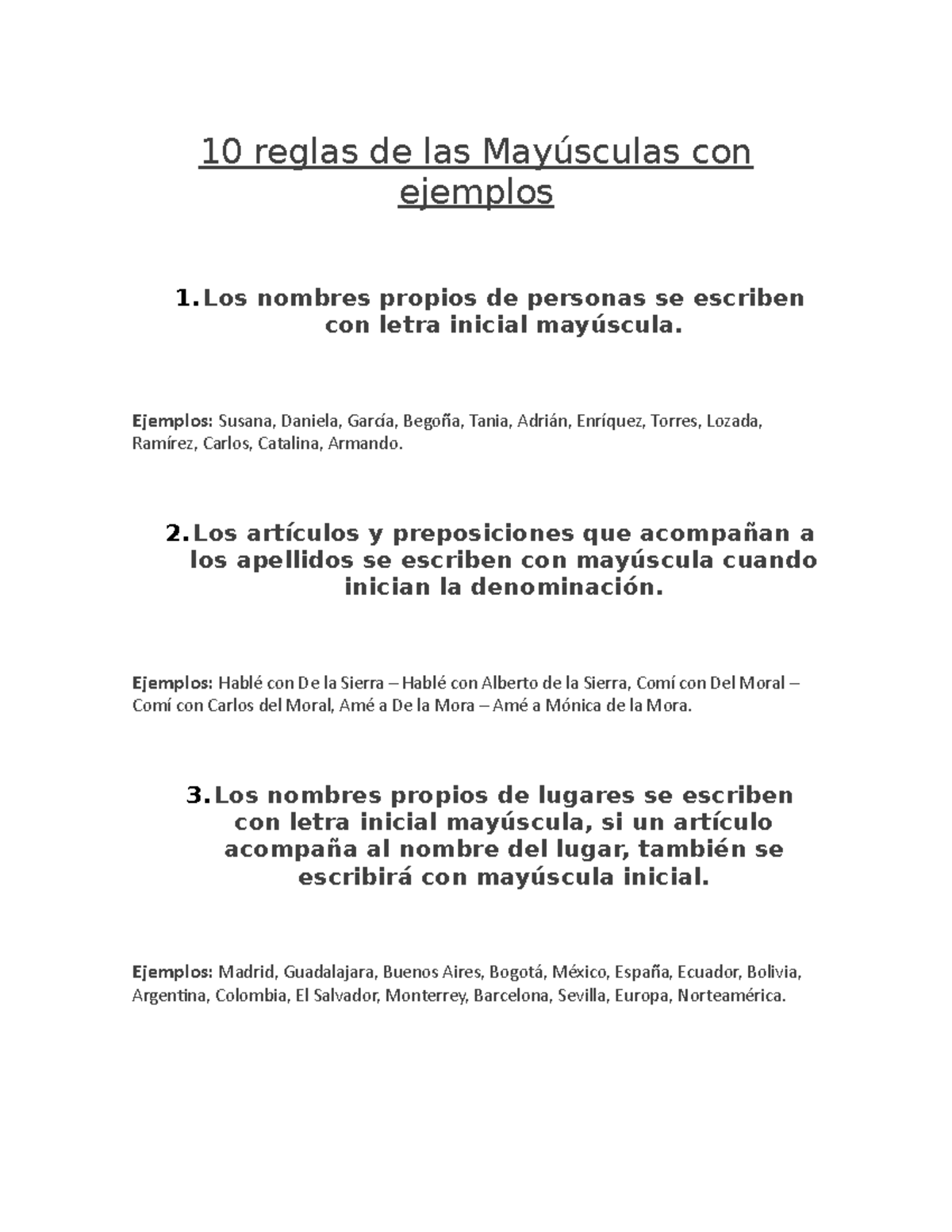 Reglas de las Mayúsculas y Puntuación: Ejemplos Prácticos - Studocu