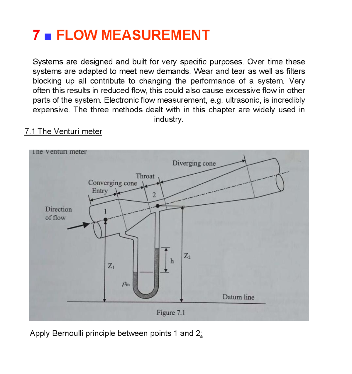 Chapter 7 Notes: Flow Measurement Systems and Methods - Studocu