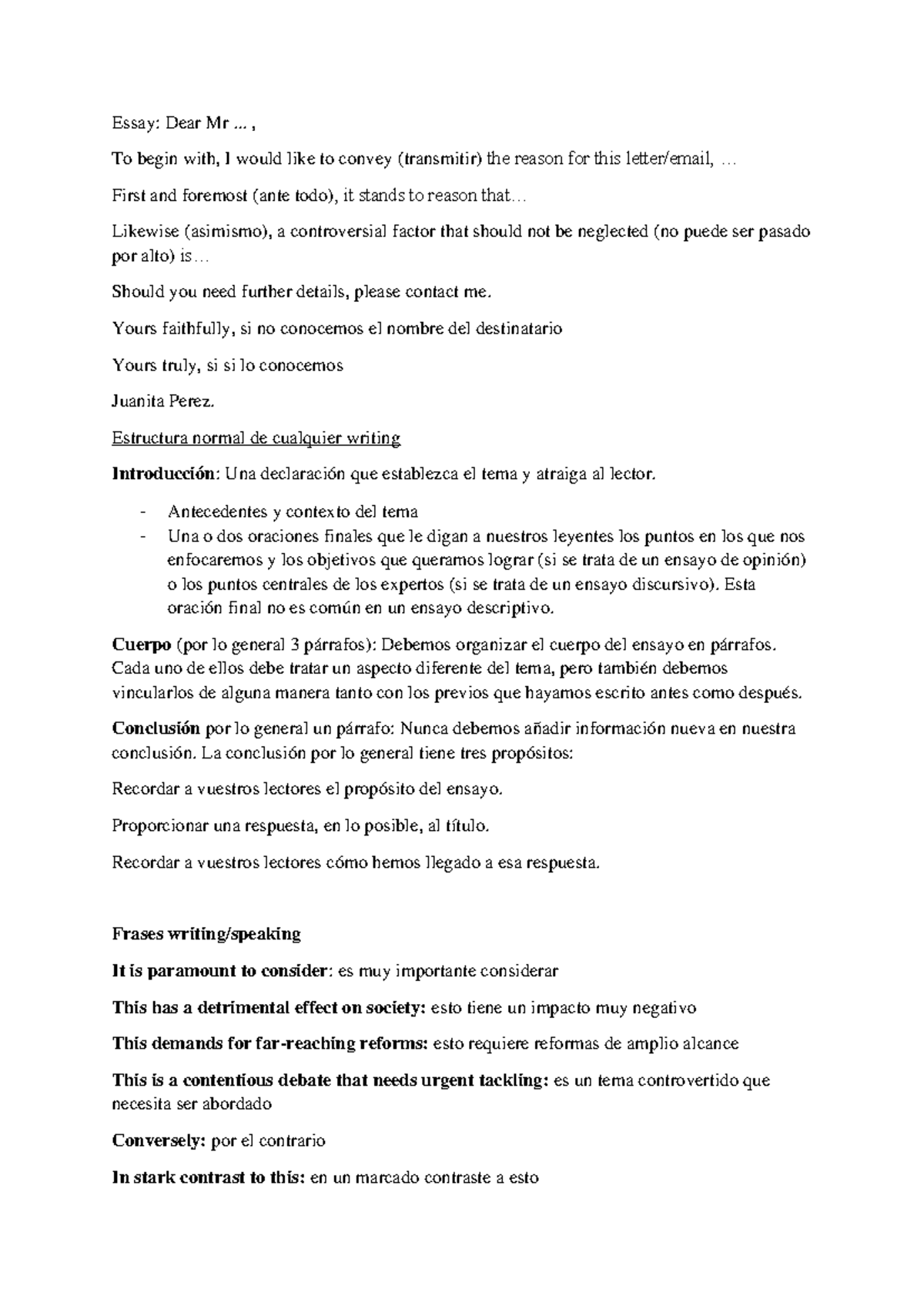 B2 - Essay Writing Structure and Key Phrases Notes - Studocu