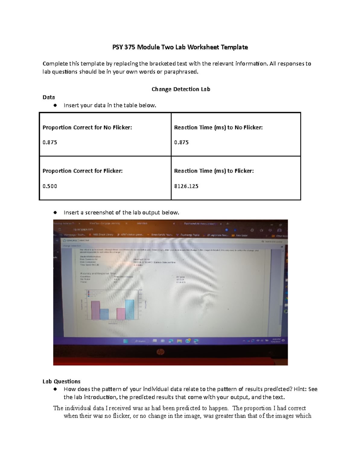 Module two lab - PSY 375 Module Two Lab Worksheet Template Complete ...