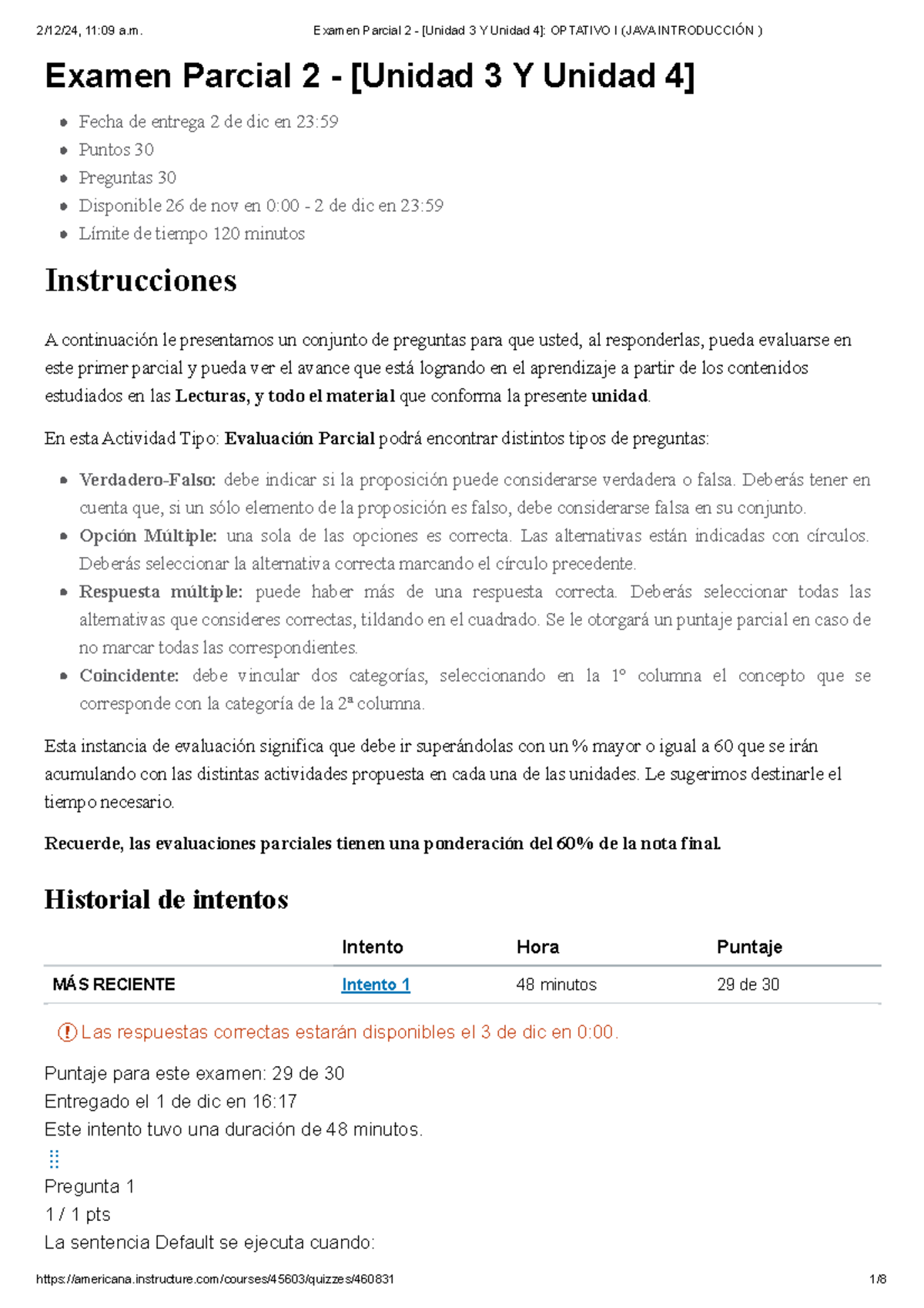 Examen Parcial 2 - [Unidad 3 Y Unidad 4] Optativo I (JAVA Introducción ) - Examen Parcial 2 ...
