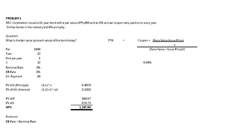 Computation of Bond Valuation Problems (FIN 301) - Studocu