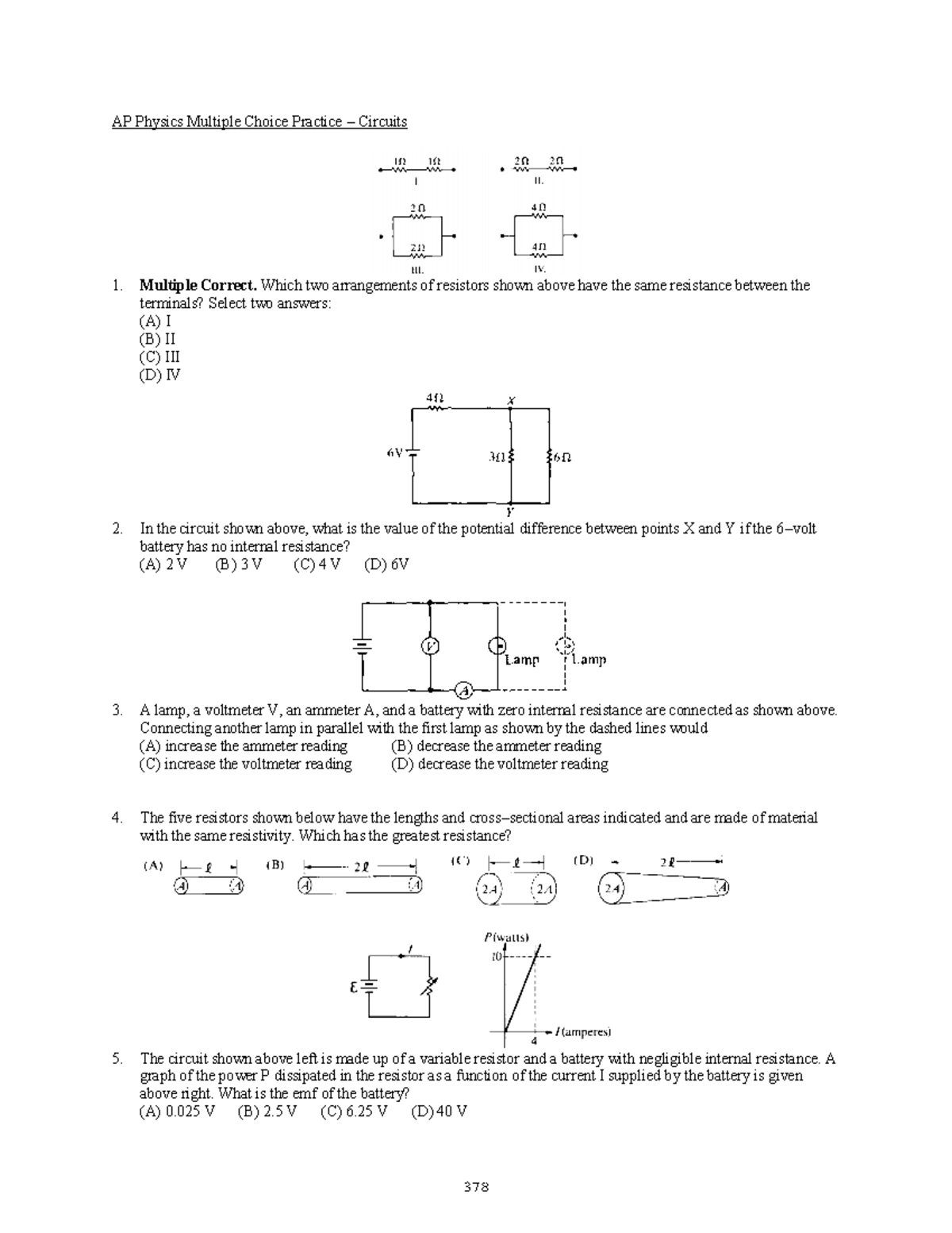 Electricity culminating task - ISU - AP Physics Multiple Choice ...