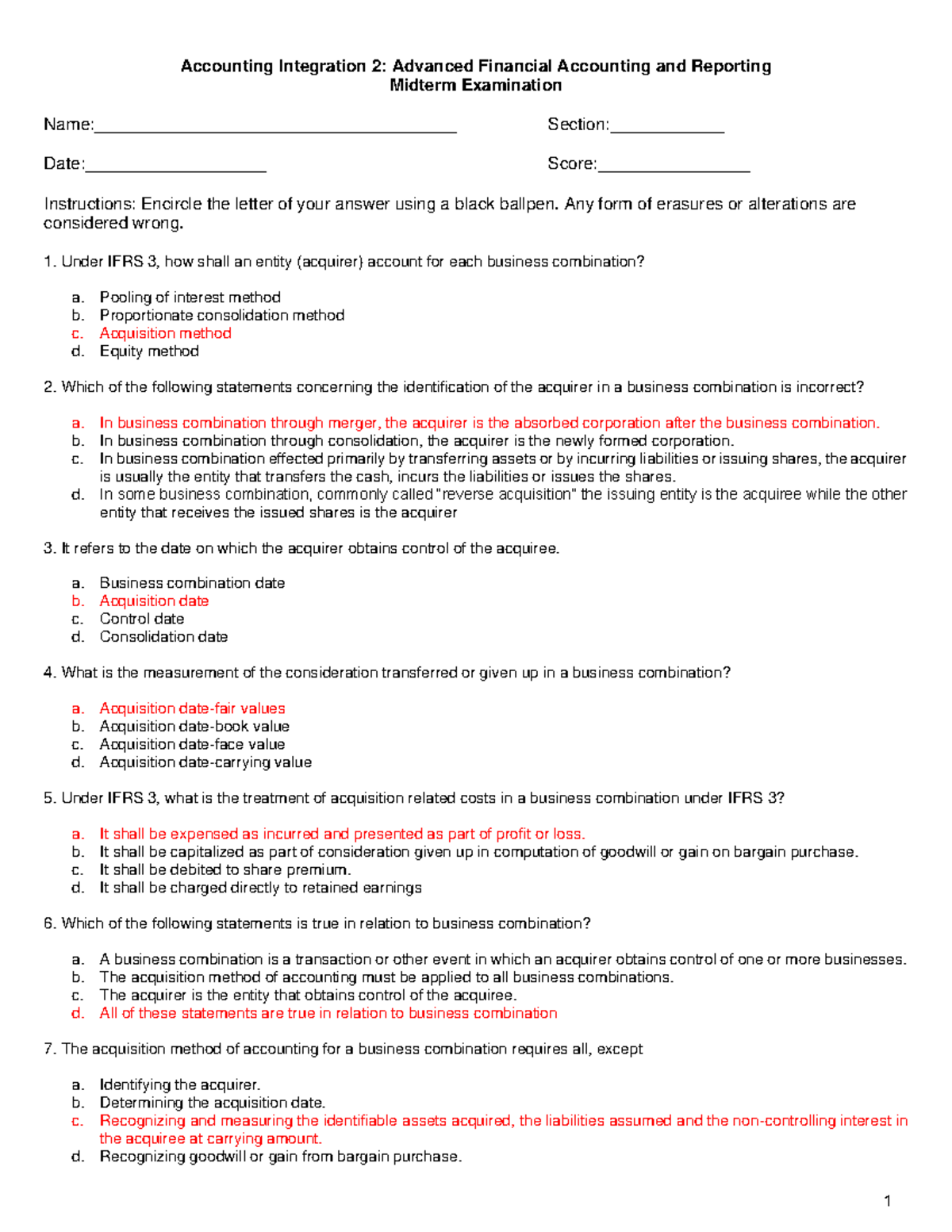ACCT 202: Advanced Financial Accounting & Reporting Midterm Exam Guide ...