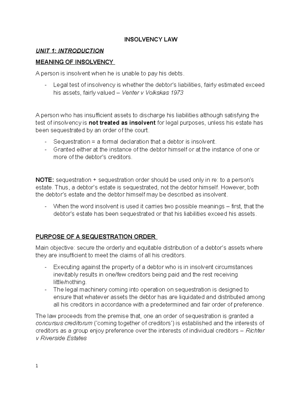 Important Provisions of the Insolvency Act: A Detailed Overview - Studocu