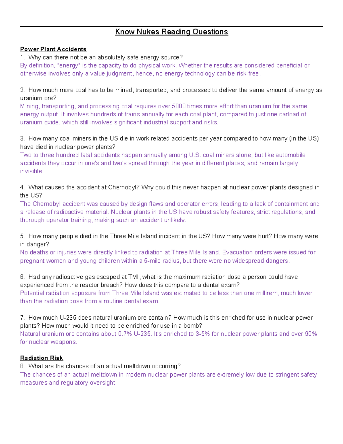 2. a. Know Nukes Reading Questions - Know Nukes Reading Questions Power ...