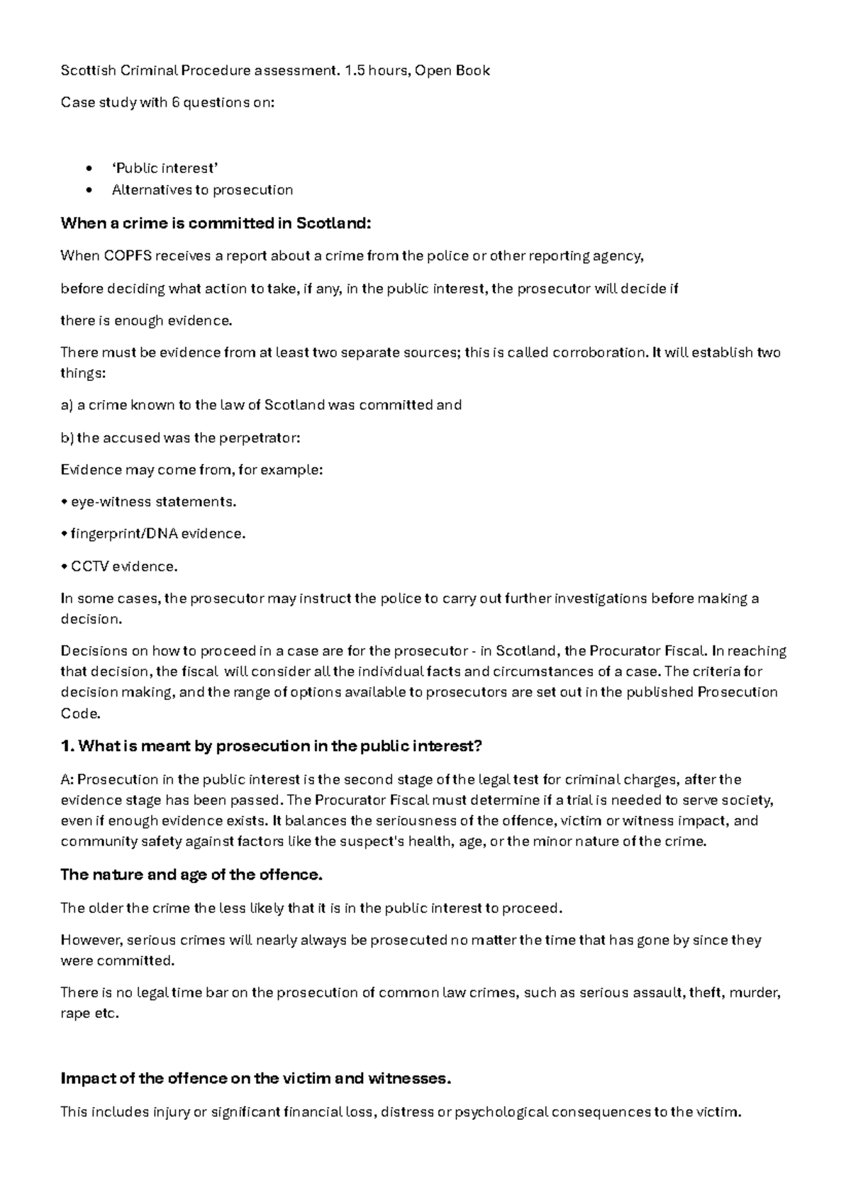 Scottish Criminal Procedure Assessment (CRIM 101): Alternatives to ...