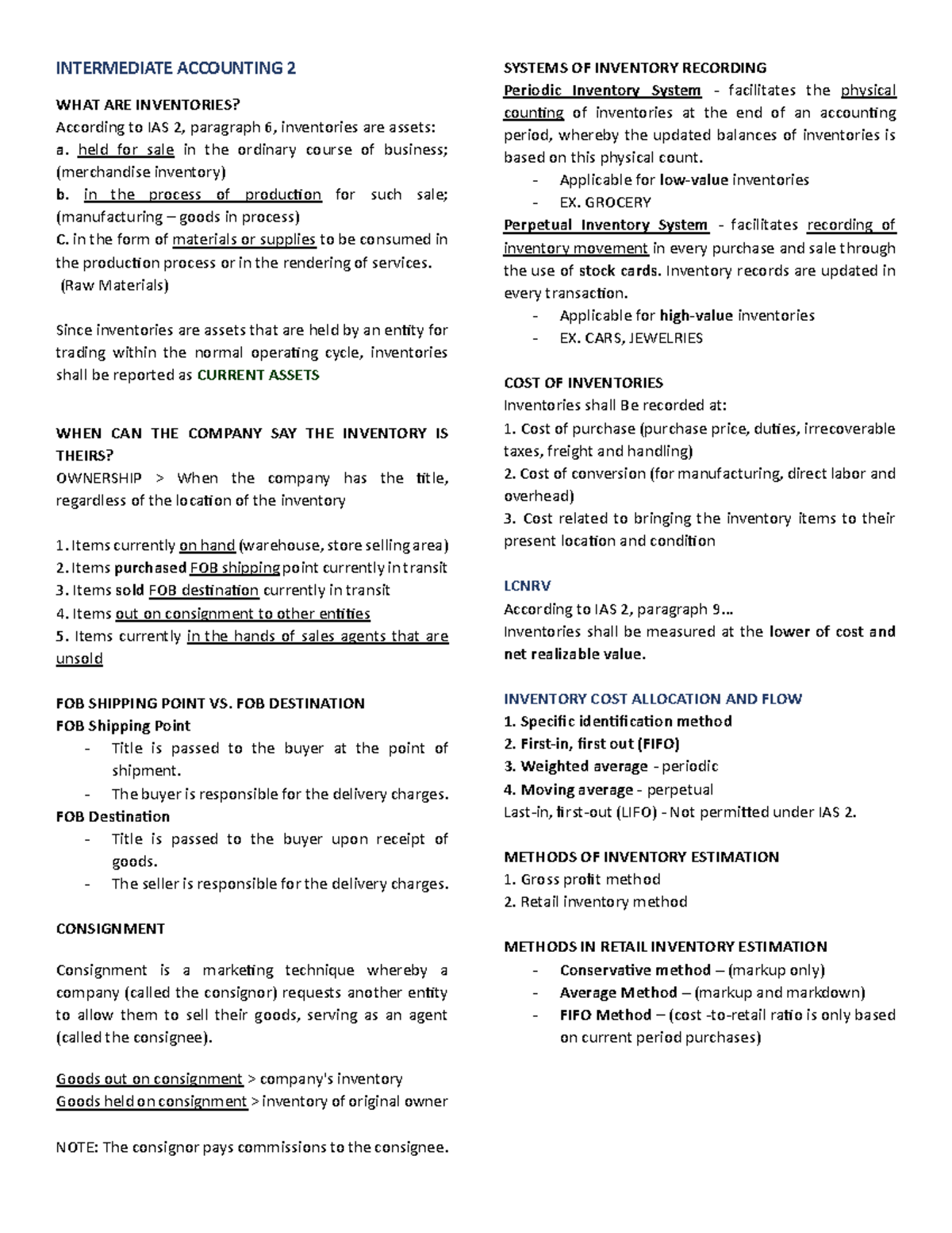 INTERMEDIATE ACCOUNTING 2: Understanding Inventories and Costing ...