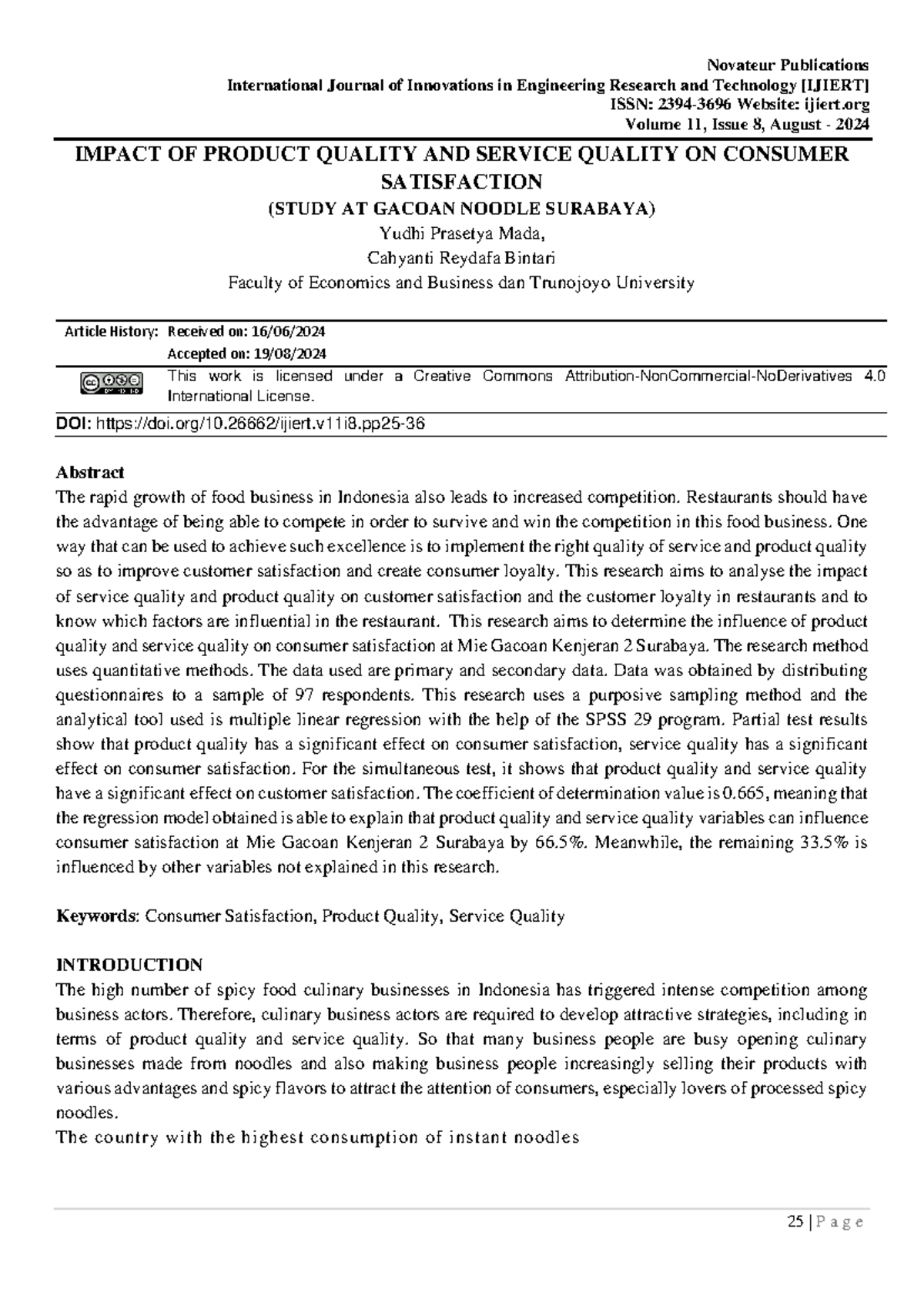Impact of Product Quality & Service Quality on Consumer Satisfaction ...