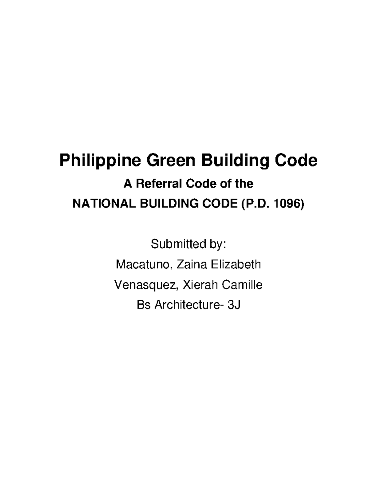 Overview of the Philippine Green Building Code (P.D. 1096) - Studocu