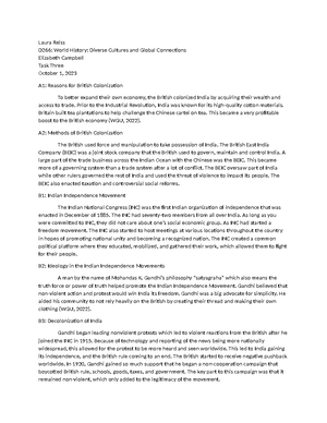 Task 3 D266 Assignment - A. 1. The British Empire colonized India (Anon ...