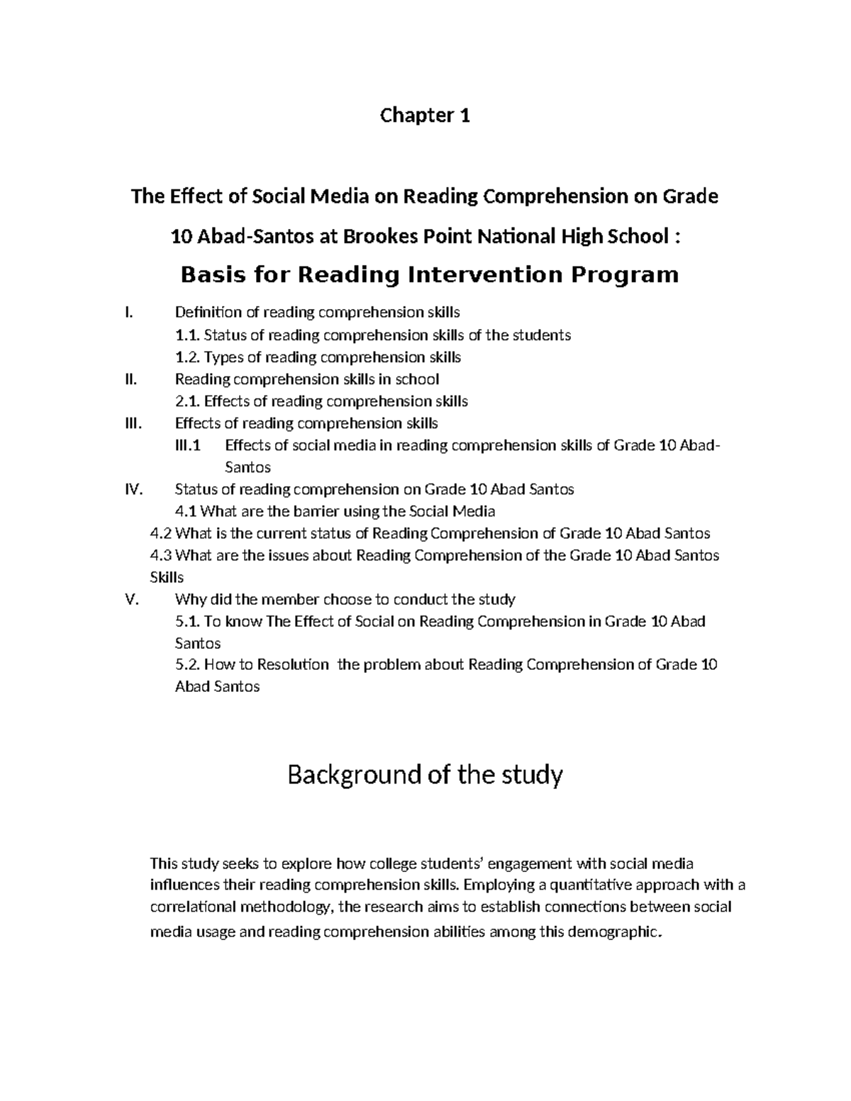 The Impact of Social Media on Reading Comprehension in Grade 10 ...