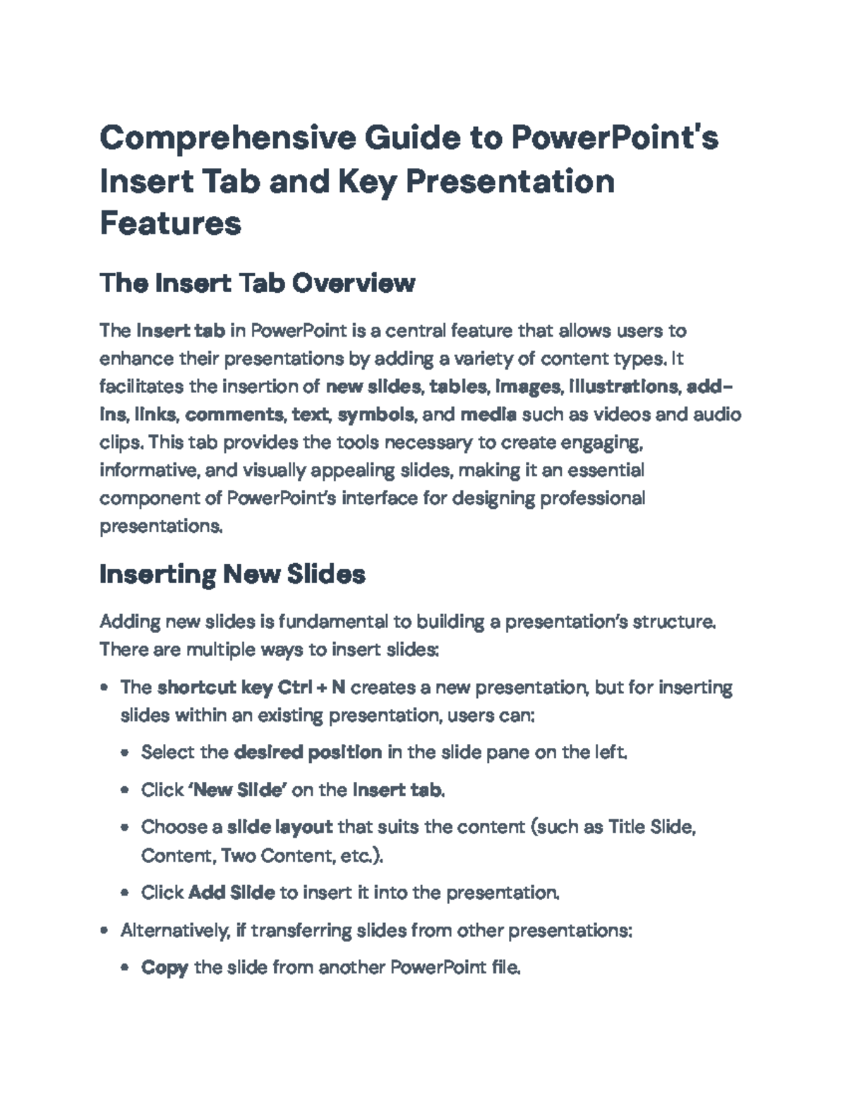 Comprehensive Guide to PowerPoint's Insert Tab Features (Course Code) - Studocu