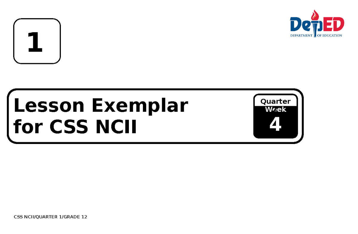 lesson exemplar - CSS NCII/QUARTER 1/GRADE 12 Lesson Exemplar for CSS ...