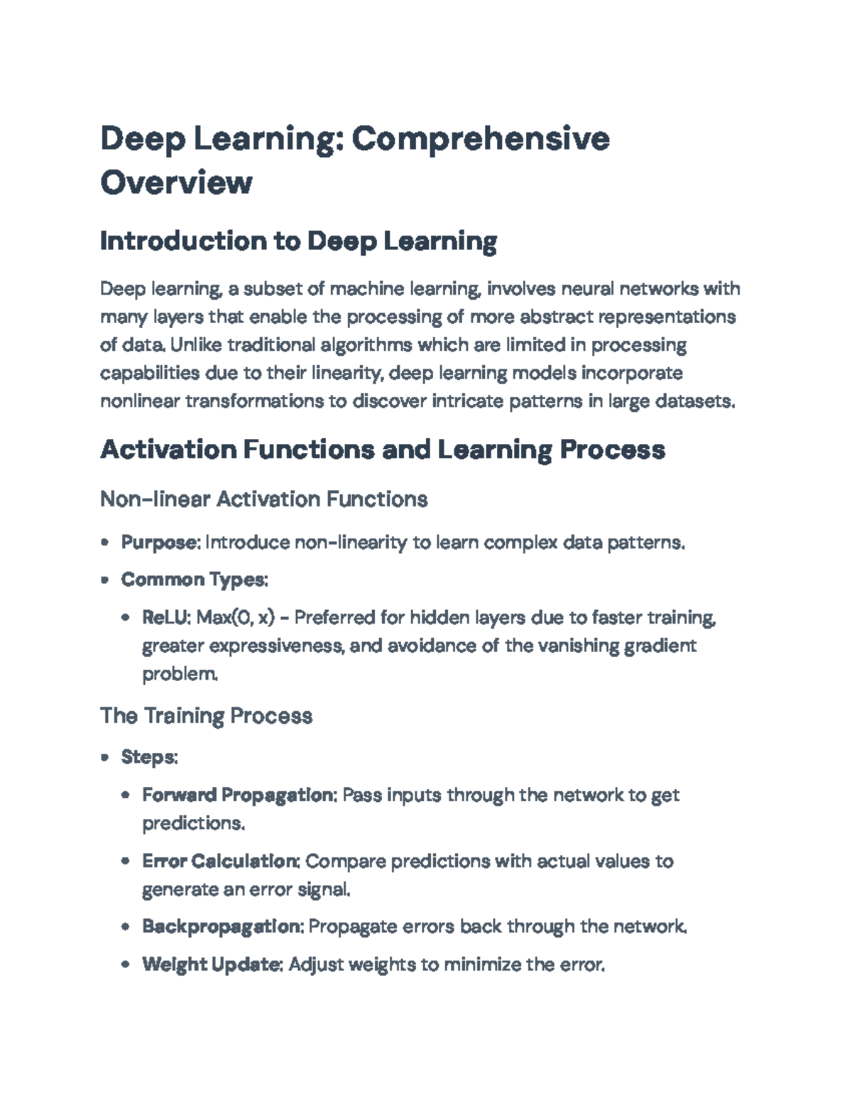 Deep Learning Concepts & Applications Overview - XYZ123 - Studocu