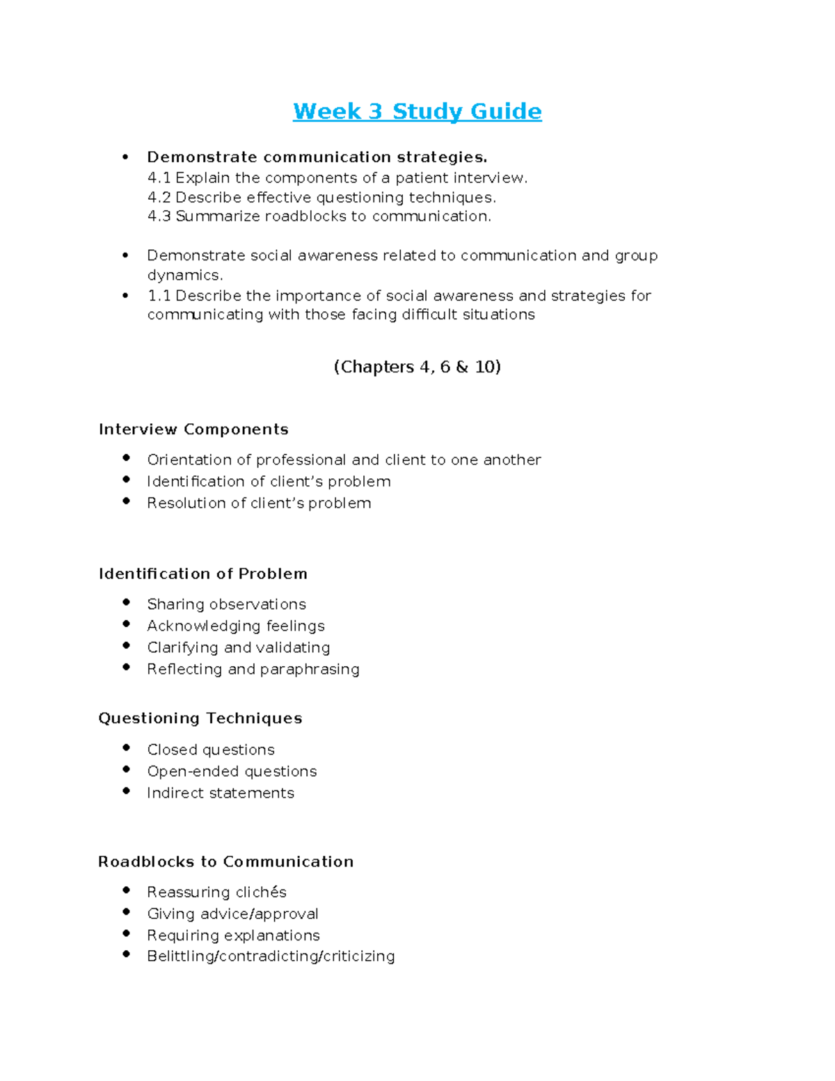 ME1000 Week 3 Study Guide - Week 3 Study Guide (Chapters 4, 6 & 10 ...