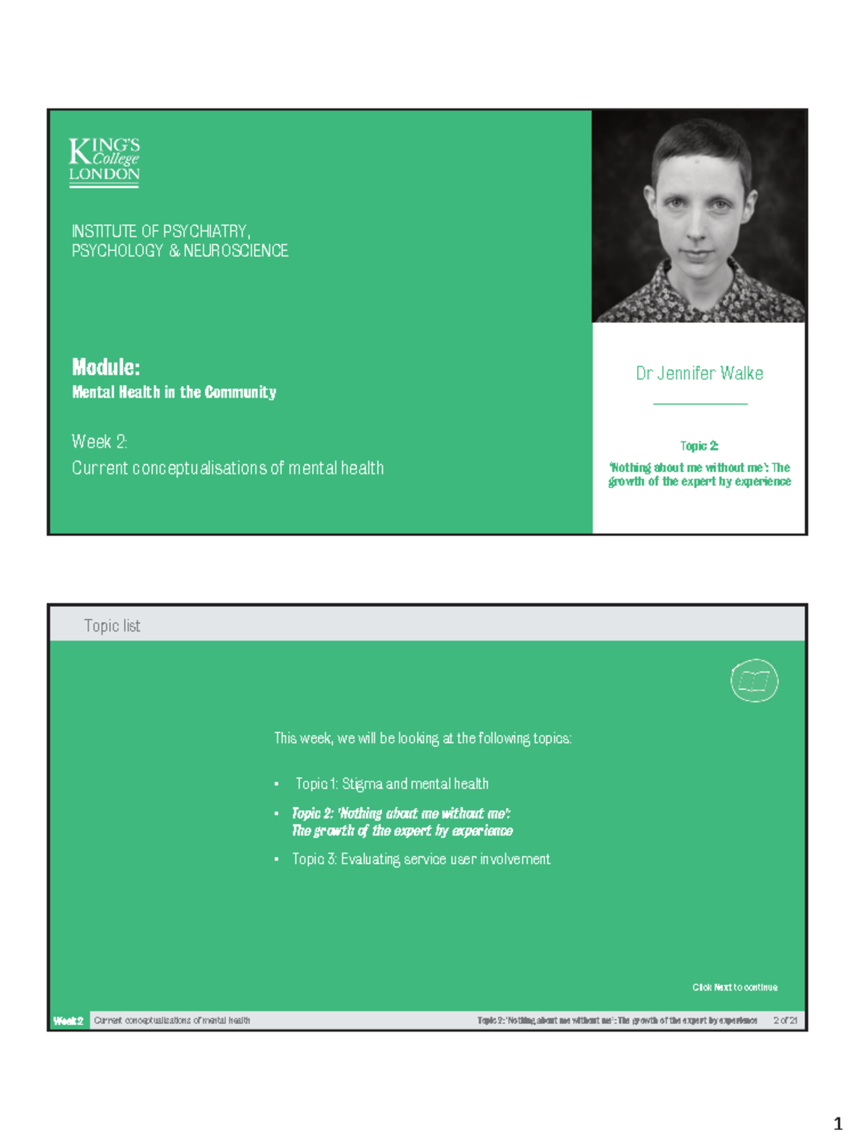 Mental Health in the Community: Week 2 Lecture Notes - Studocu