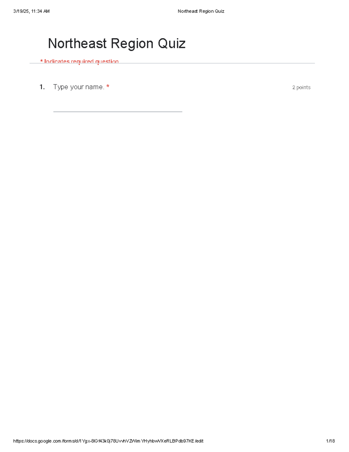 Northeast Region Quiz - Geography Assessment Overview (GEOG101) - Studocu