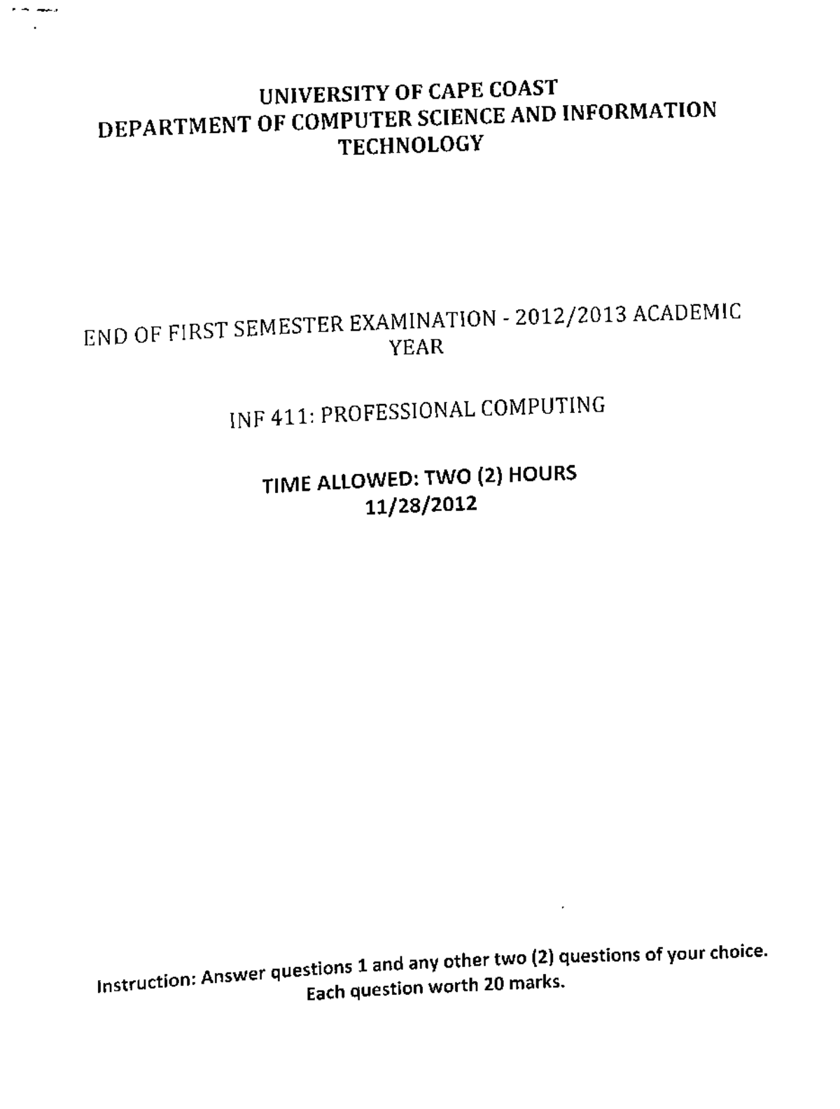 Professional Computing Passco - UNIVERSITY OF CAPE COAST department of ...