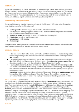 Principles OF Roman LAW - 2)THE SOURCES OF ROMAN LAW Roman jurists ...