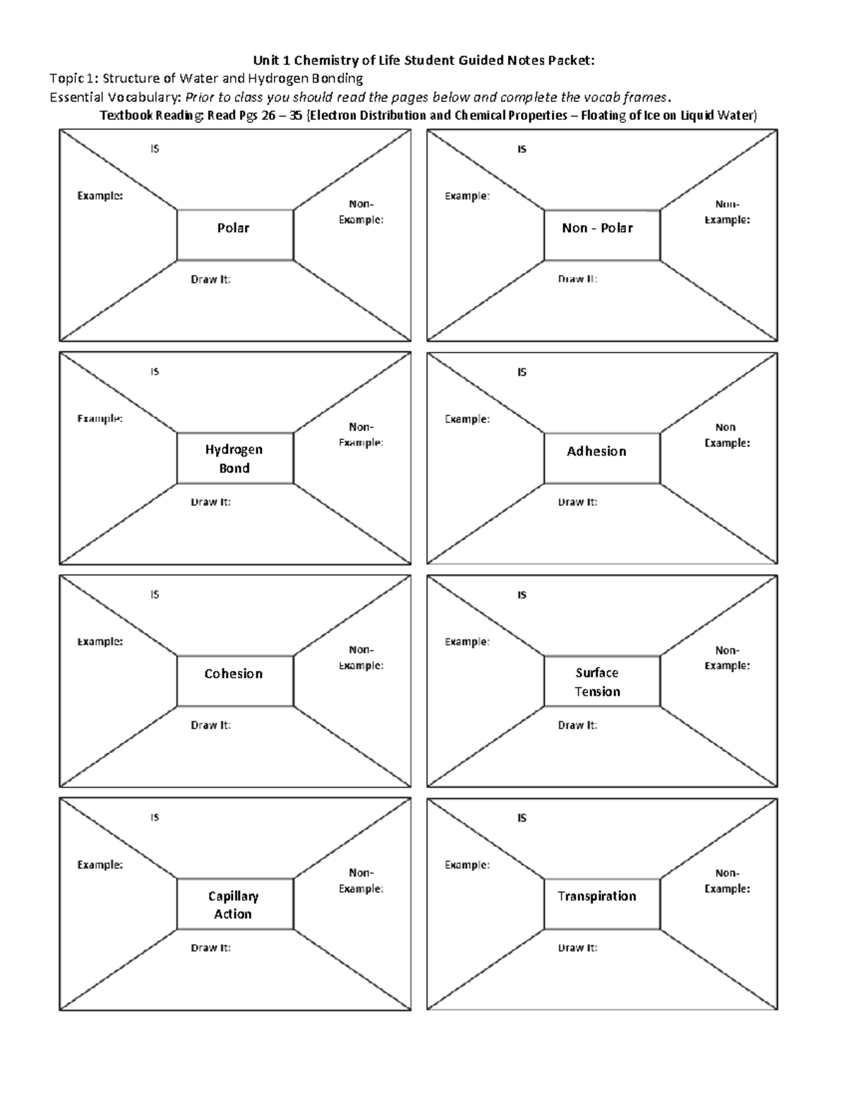 Unit 1 Guided Notes - practice study guide - Unit 1 Chemistry of Life ...