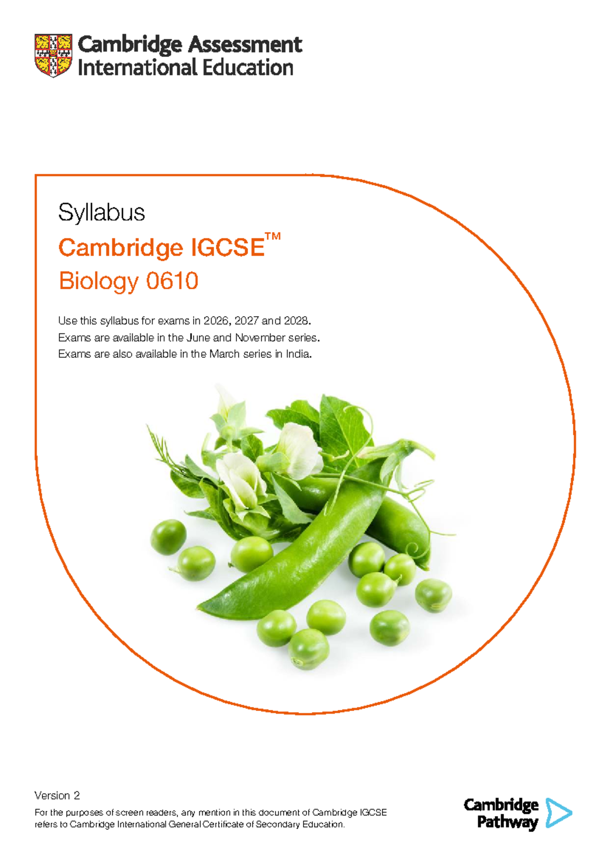 Cambridge IGCSE Biology 0610 Syllabus Overview for 2026-2028 - Studocu