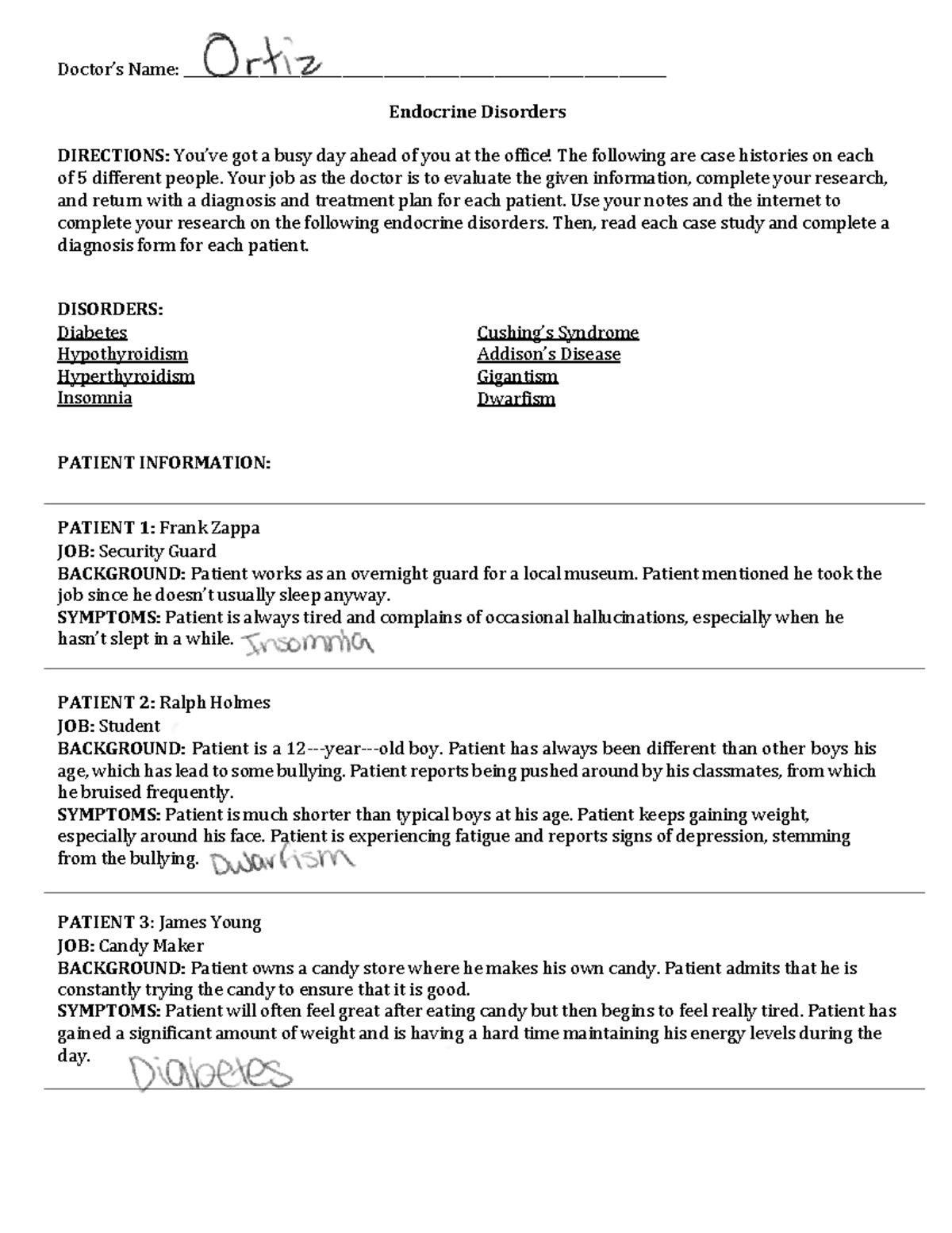 Endocrine Disorders Case Studies for Evaluation and Diagnosis - Studocu