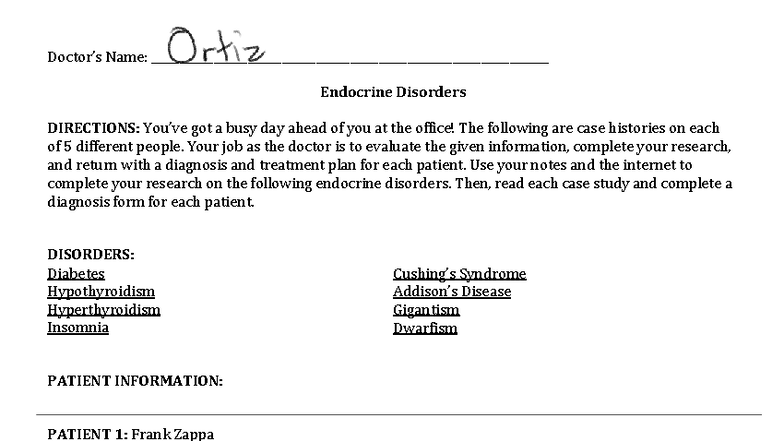 Endocrine Disorders Case Studies for Evaluation and Diagnosis - Studocu