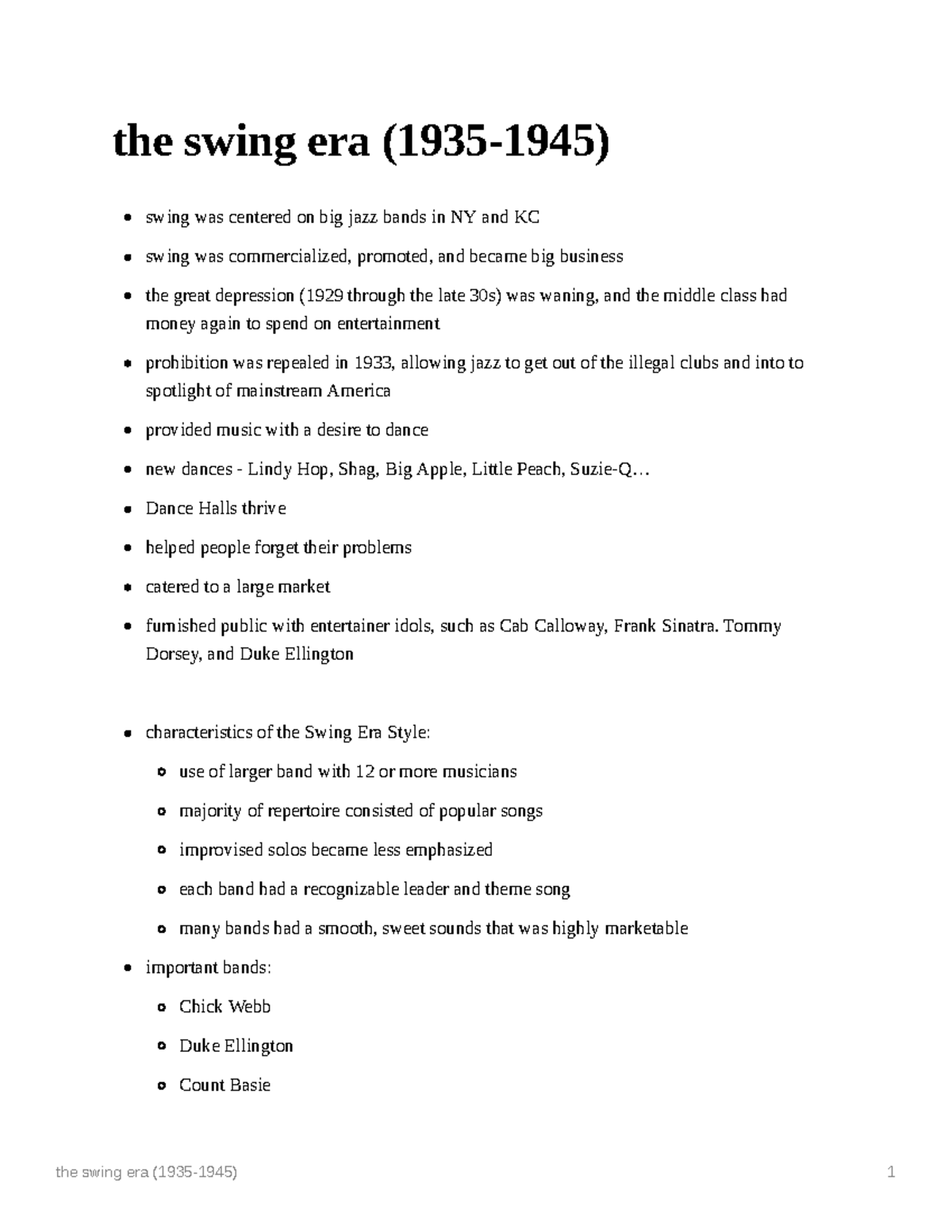 The Swing Era: Evolution and Influence (1935-1945) - Studocu