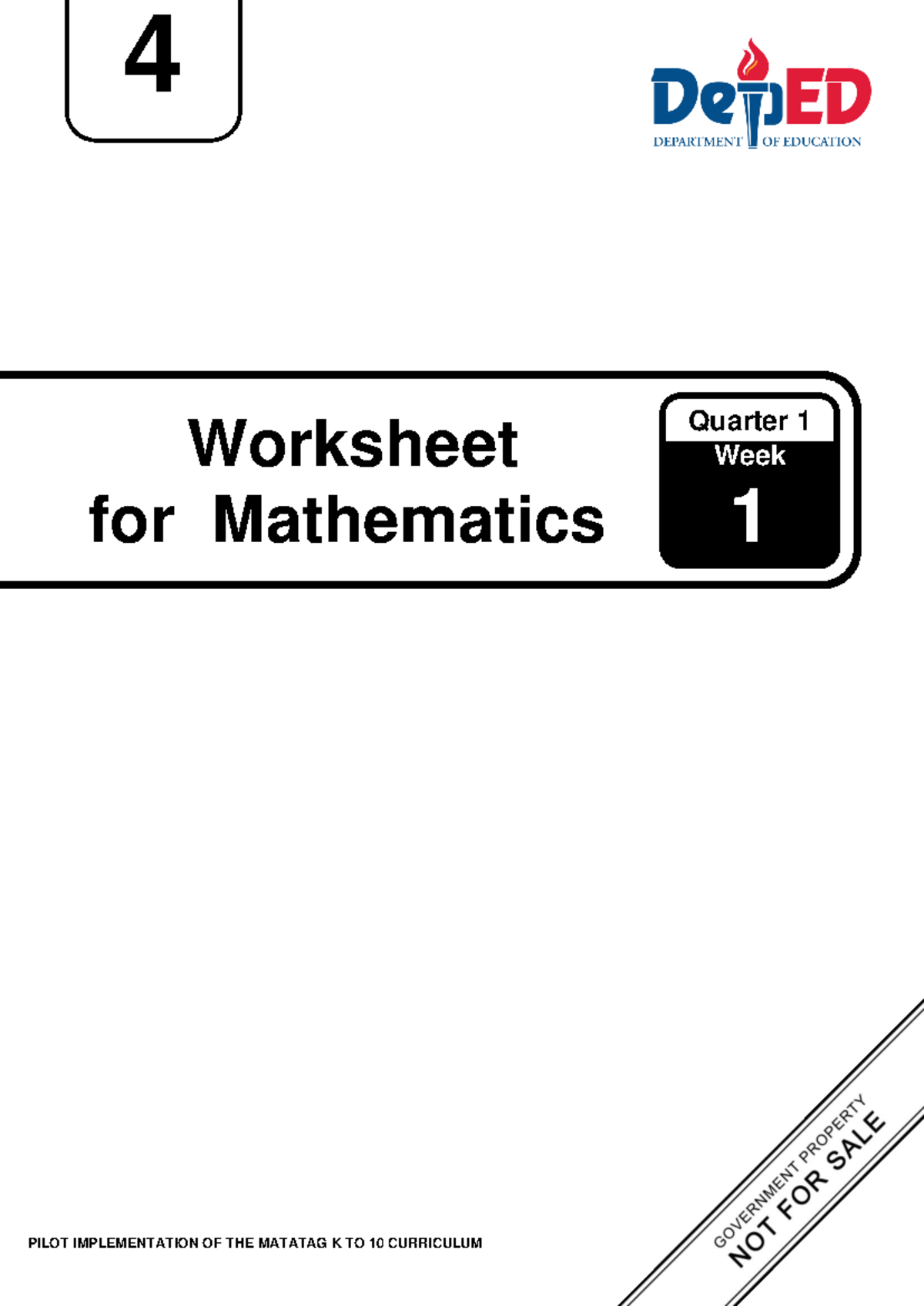 WS Mathematics 4 Q1 Week 1 Learning Activity Sheets - Final Exam - Studocu