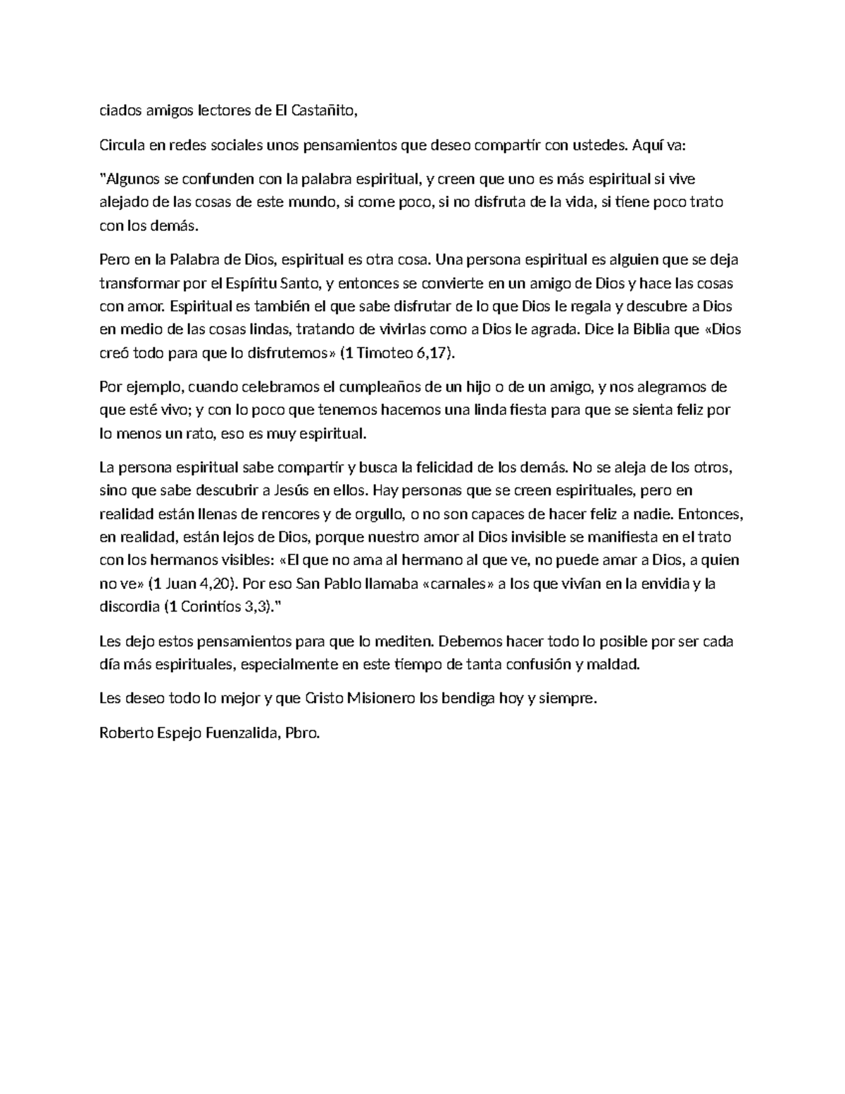 Reflexiones sobre la Espiritualidad: SER Espiritual en El Castañito ...