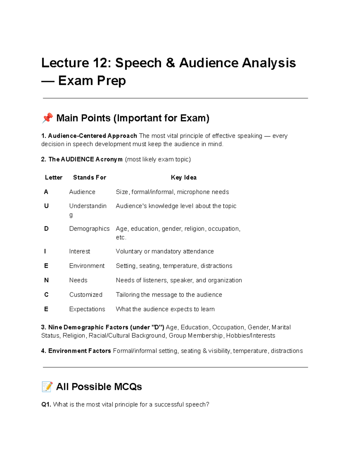 MCM301-MIDS: Key Points & Exam Questions from Lectures 12-18 - Studocu