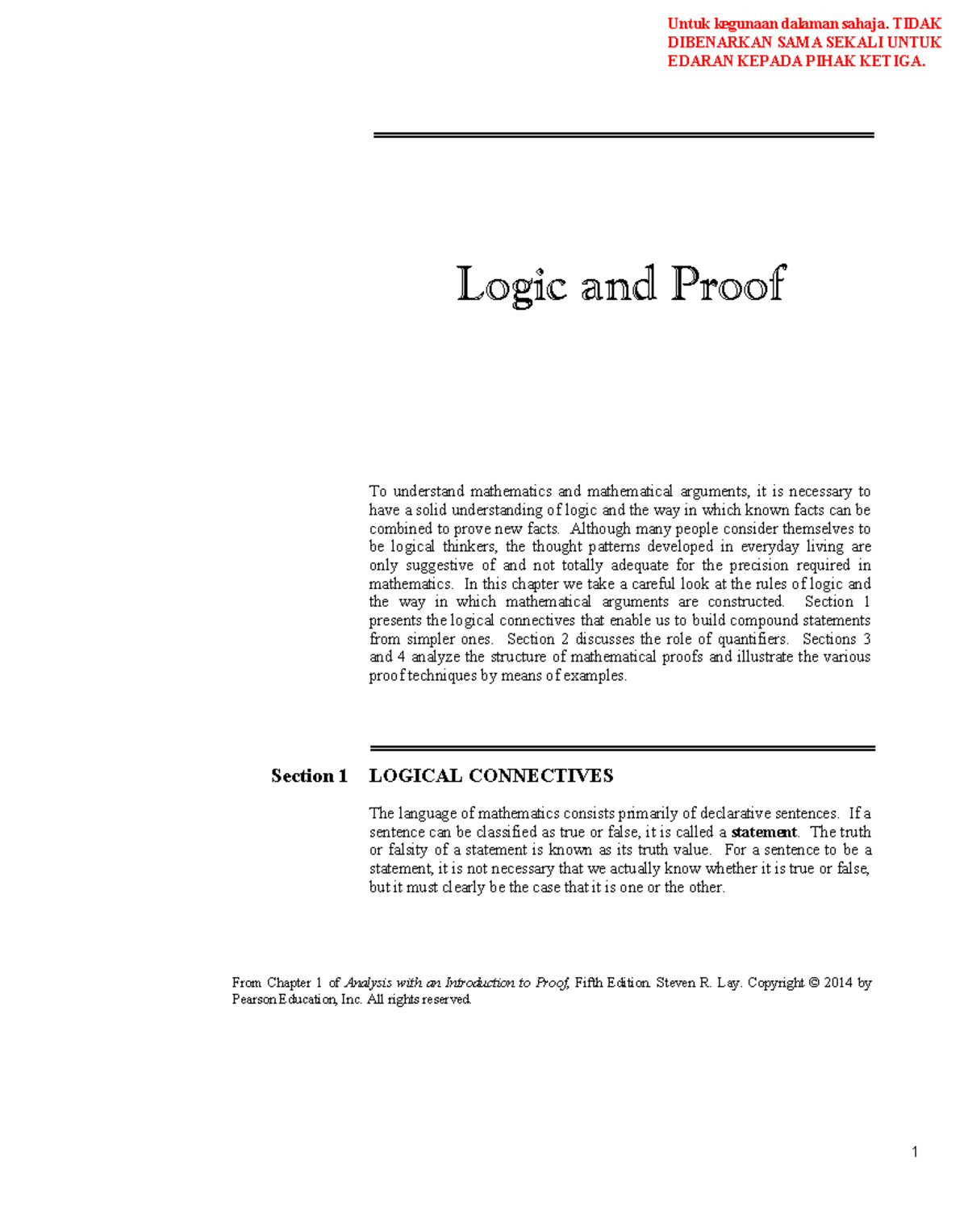 Chapter 1 & 2: Logic and Proof (MATH 101) - Internal Use Only - Studocu