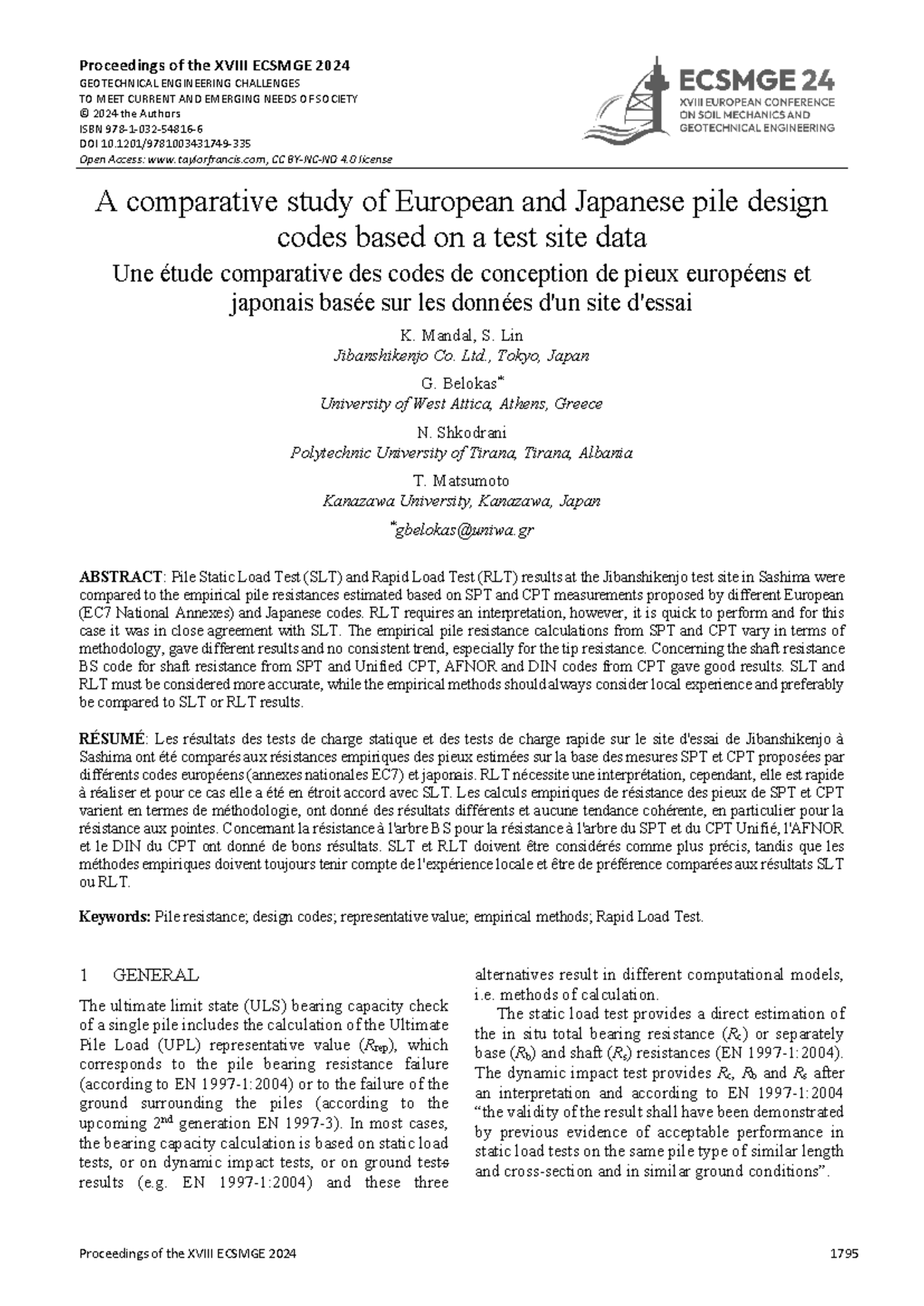 ECSMGE 2024: Comparative Analysis of European & Japanese Pile Design ...