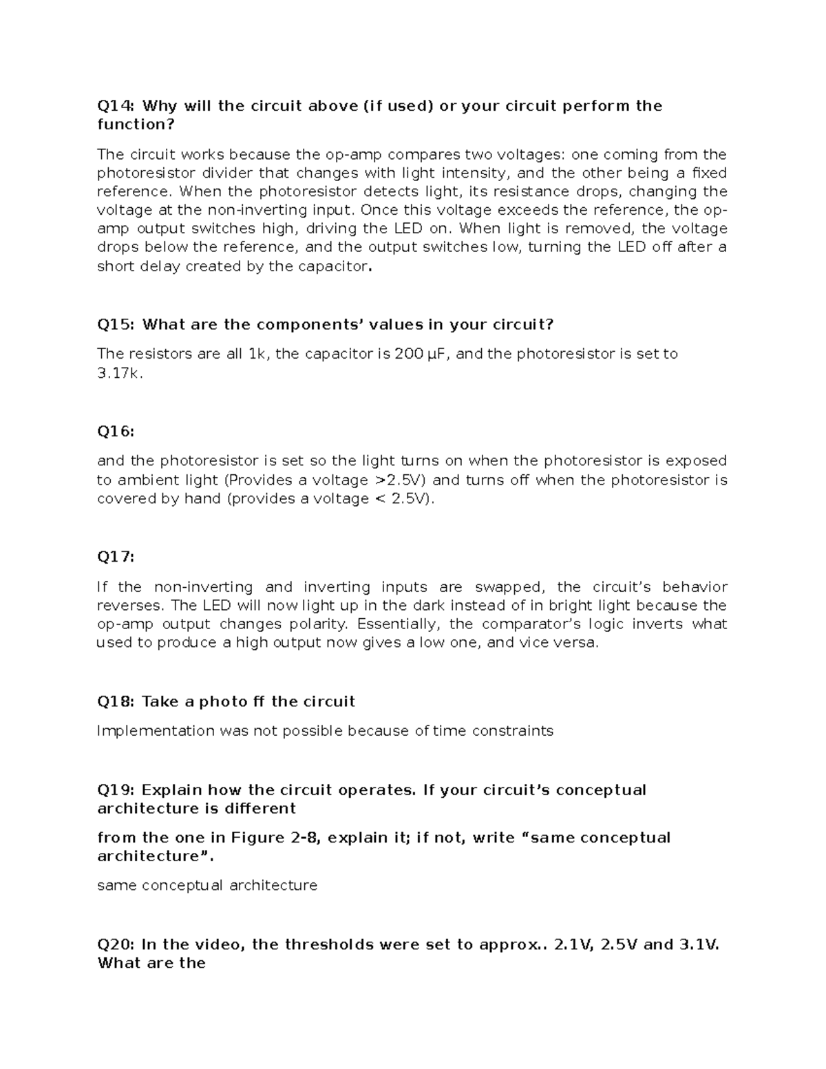 Lab 2 - Circuit Functionality and Component Values Analysis - Studocu