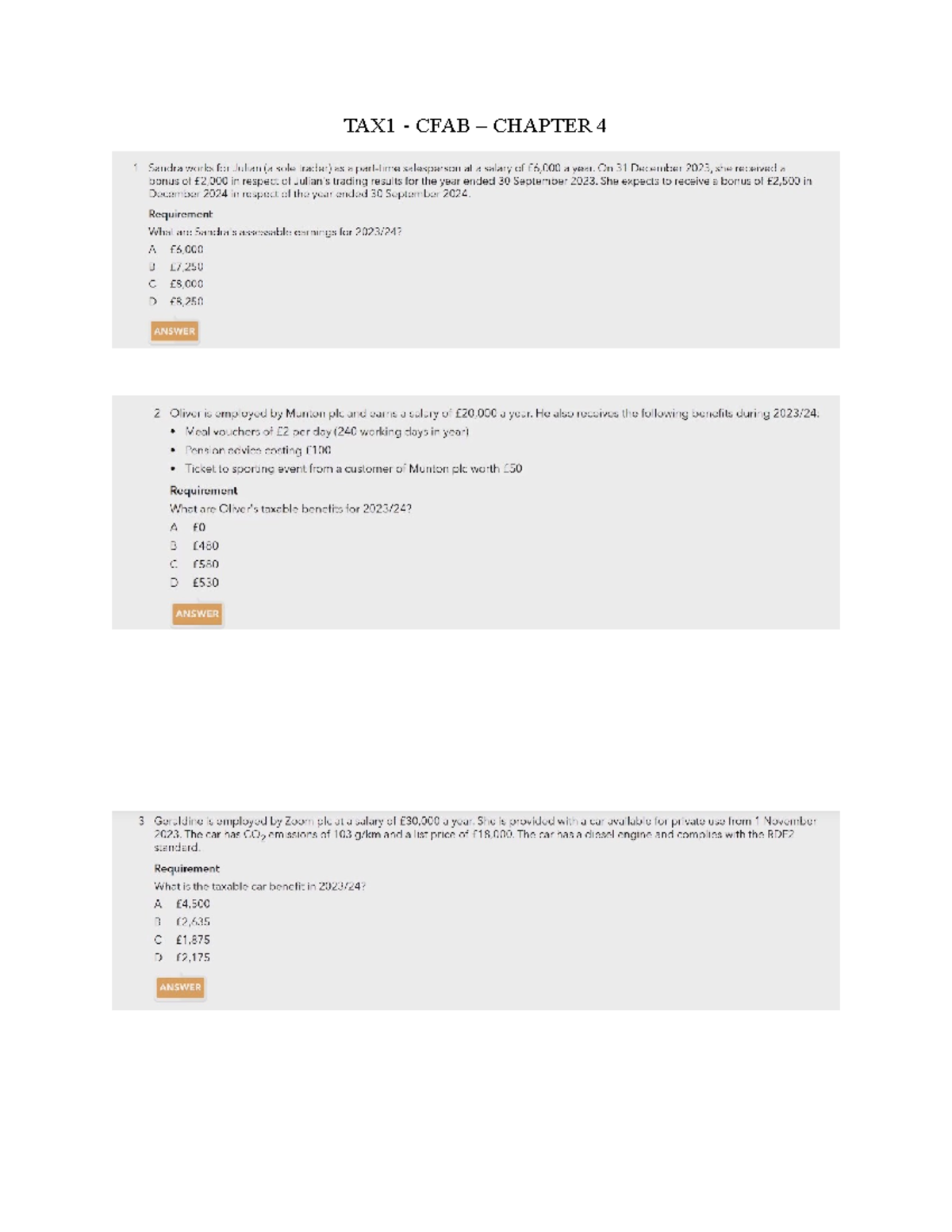 TAX1 CHAP4 a - TAX - TAX1 CFAB CHAPTER 4 1 Sandra works for Julian (a ...