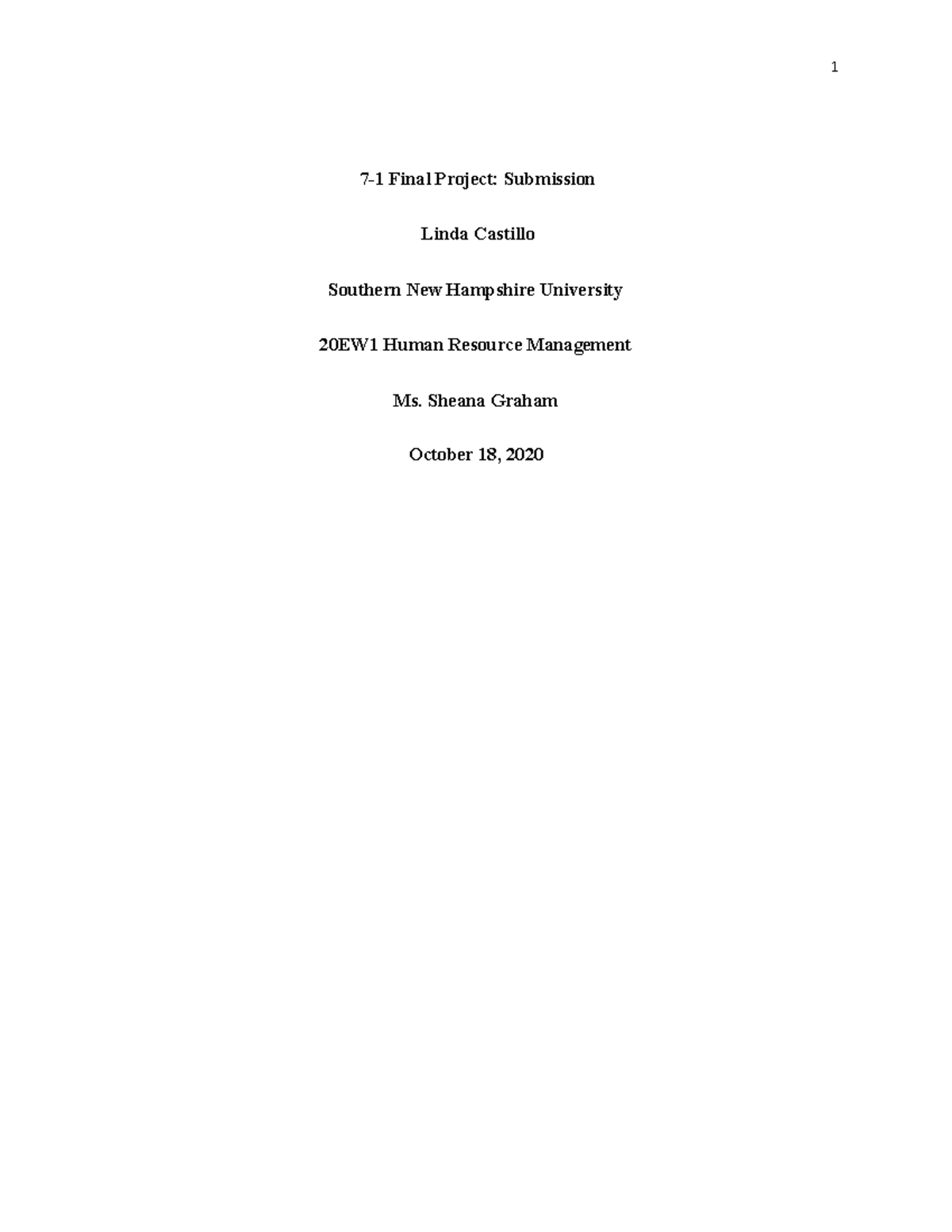 7-1 Human Resource Management Final Project Submission - Studocu