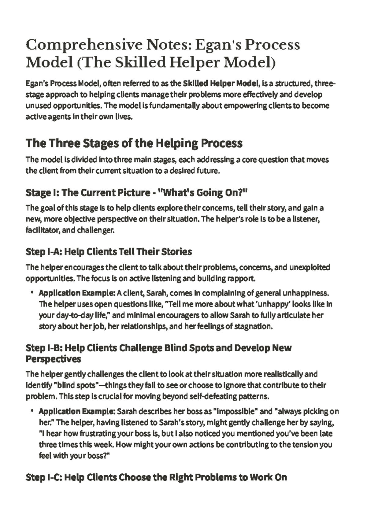 Egan's Process Model: Comprehensive Notes on the Skilled Helper Model ...